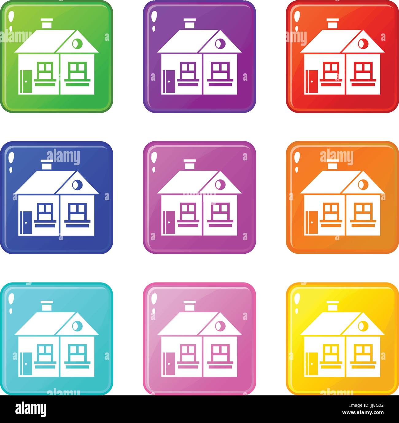 Large single-storey house icons 9 set Stock Vector Image & Art - Alamy