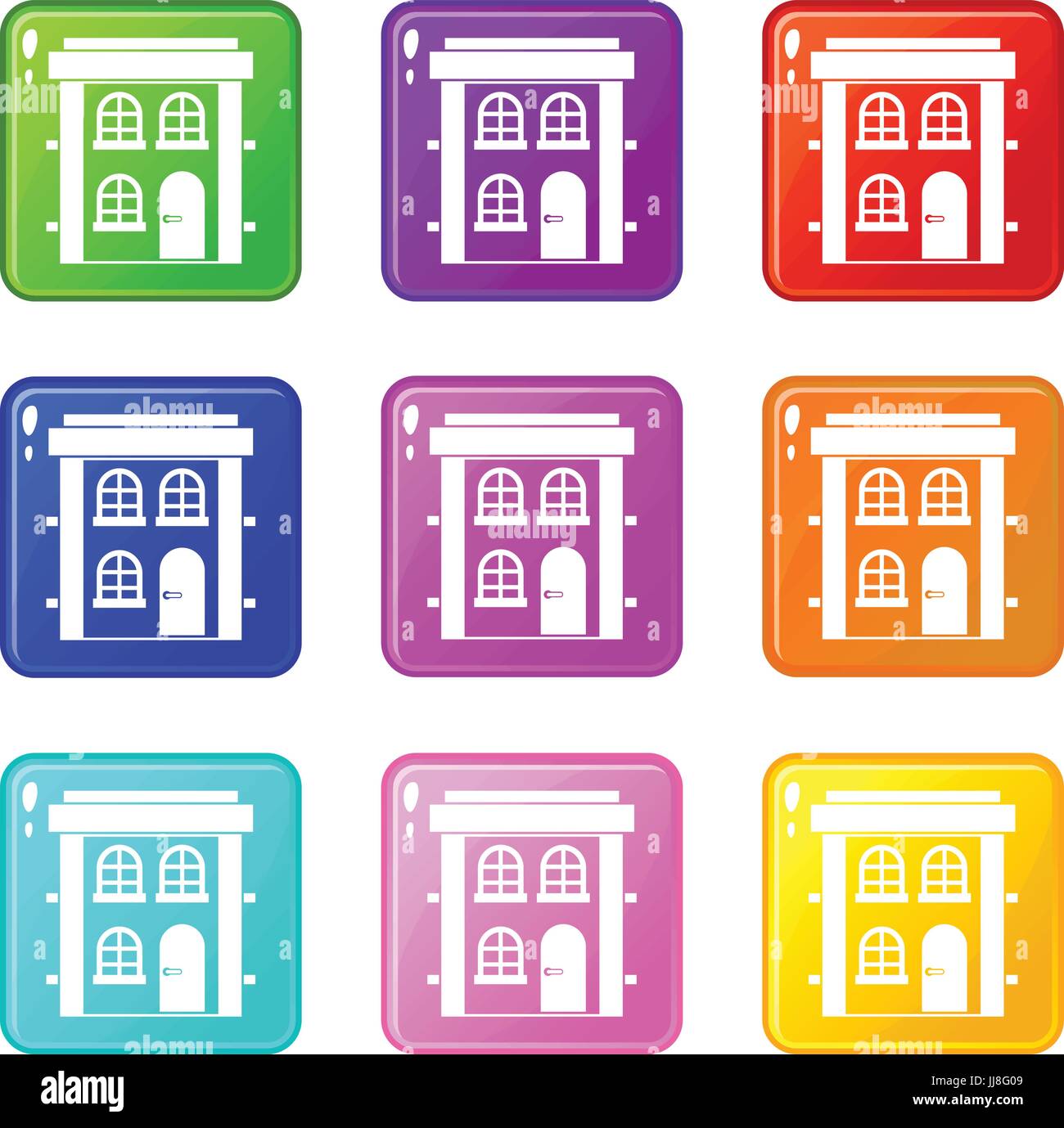 Two-storey residential house icons 9 set Stock Vector Image & Art - Alamy