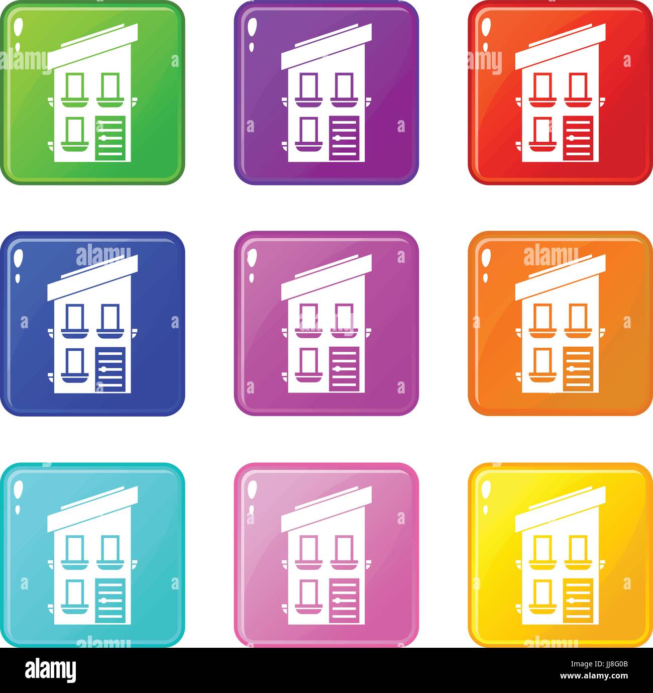 Two-storey house icons 9 set Stock Vector Image & Art - Alamy