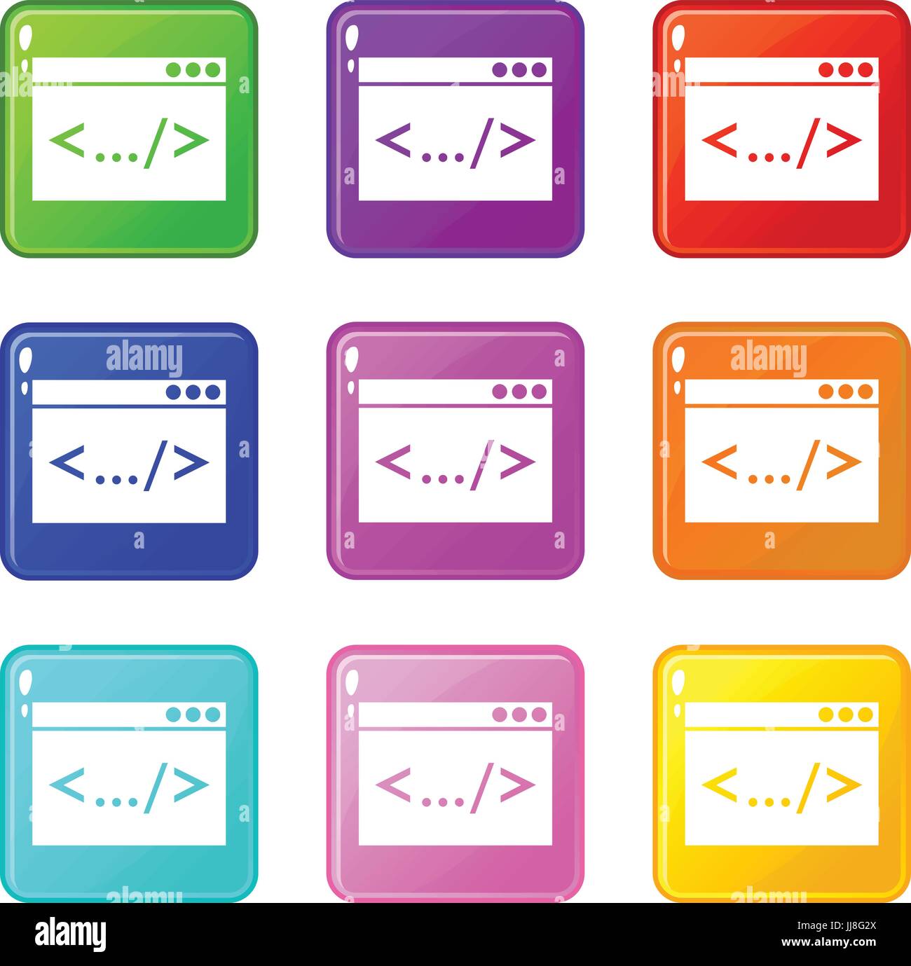 Code window icons 9 set Stock Vector Image & Art - Alamy