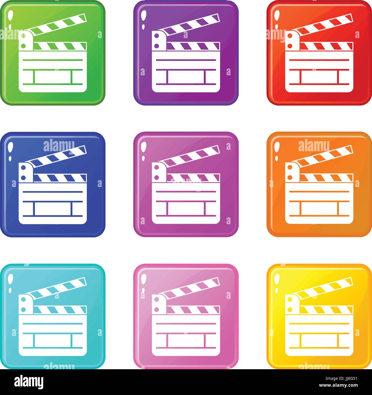 Clapperboard icons 9 set Stock Vector Image & Art - Alamy