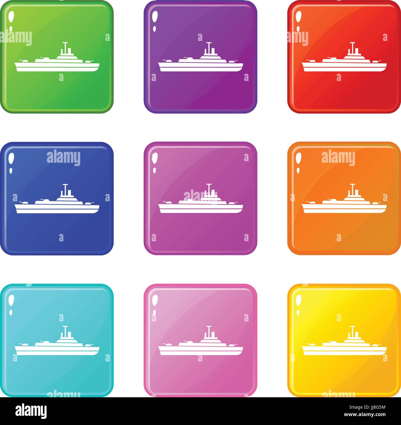 Warship icons 9 set Stock Vector Image & Art - Alamy