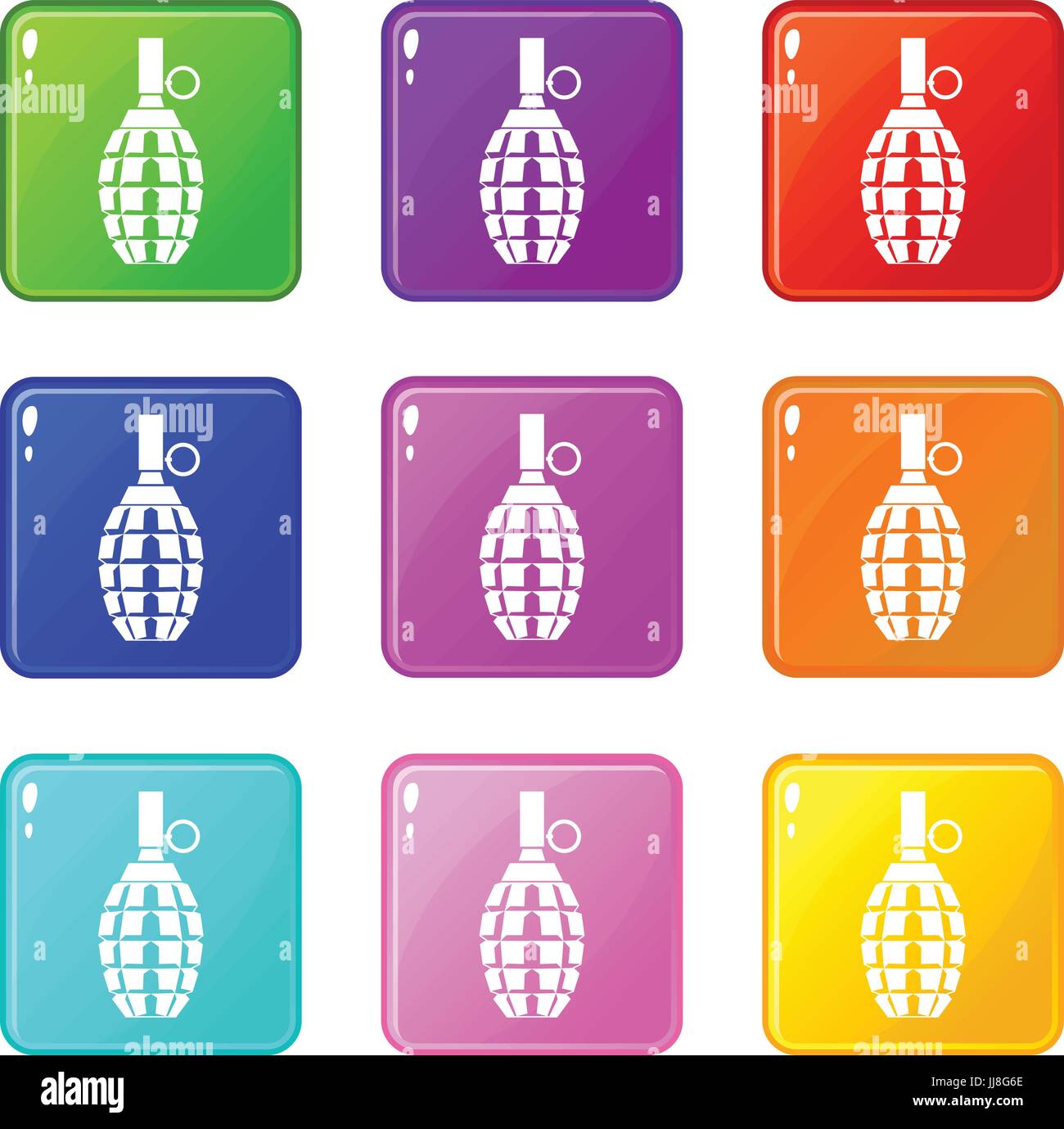 Grenade icons 9 set Stock Vector Image & Art - Alamy