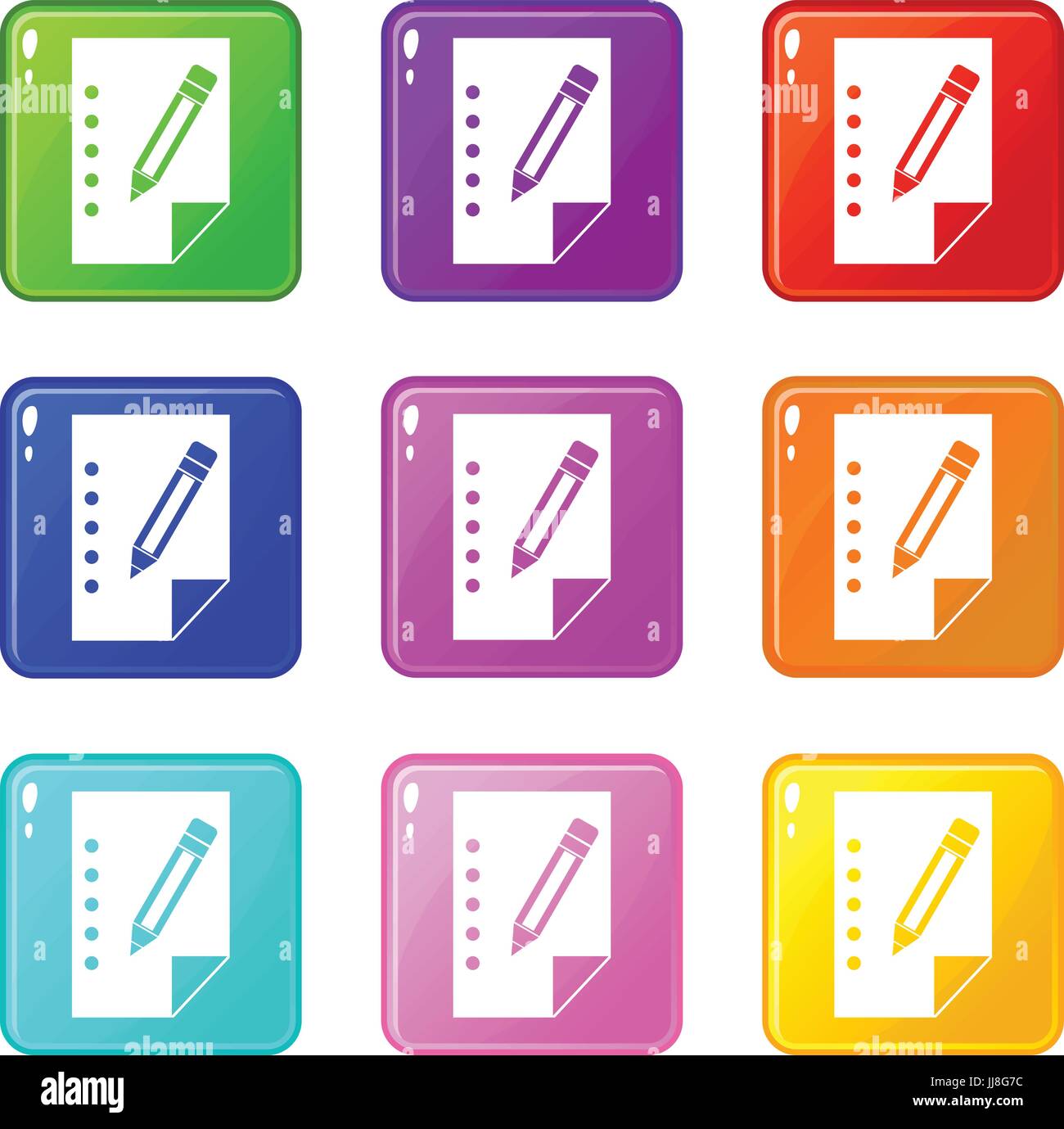 Notebook icons 9 set Stock Vector Image & Art - Alamy