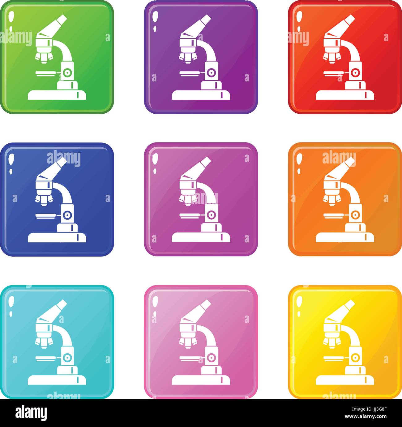 Microscope icons 9 set Stock Vector Image & Art - Alamy