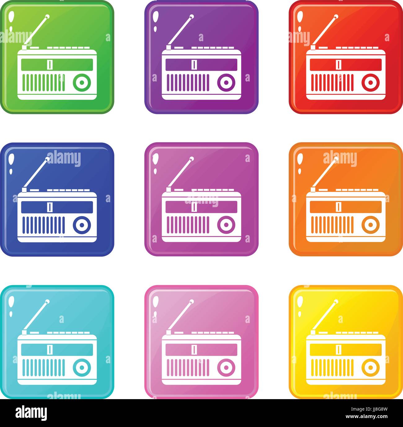 Retro radio icons 9 set Stock Vector Image & Art - Alamy