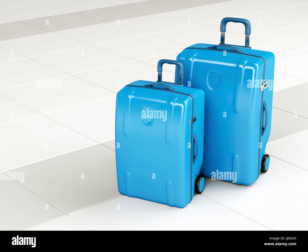 Blue travel bags at the airport Stock Photo - Alamy