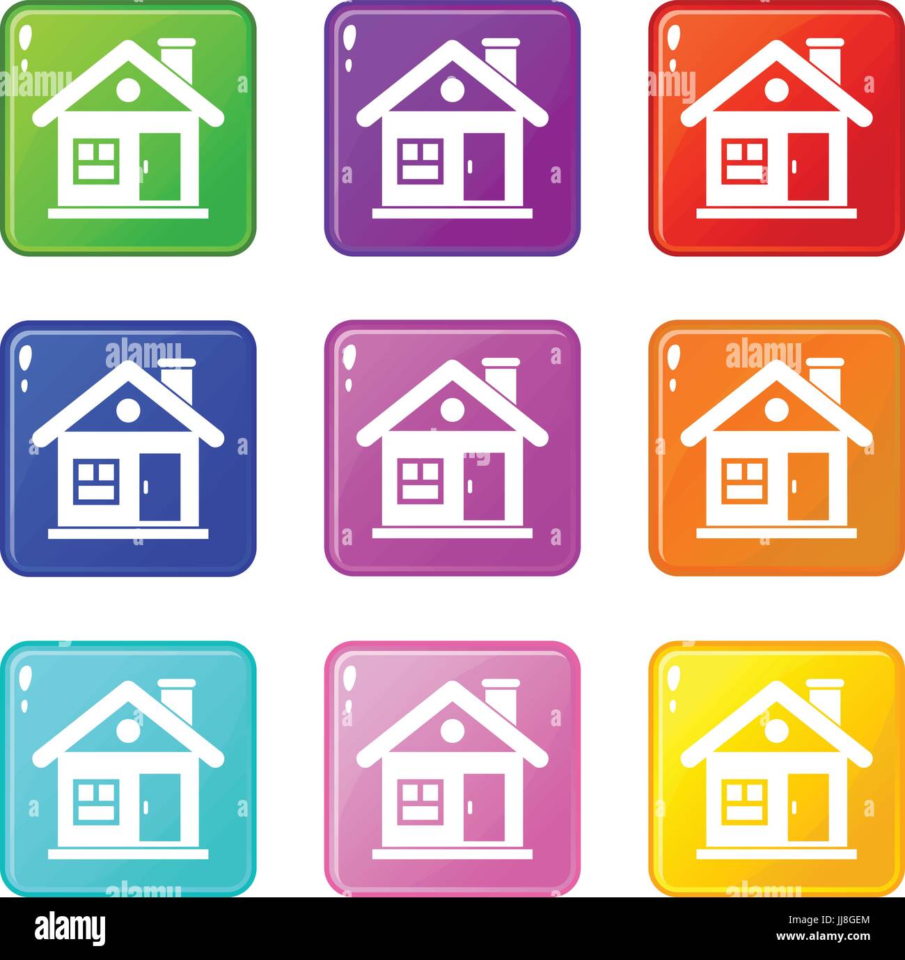 House icons 9 set Stock Vector Image & Art - Alamy
