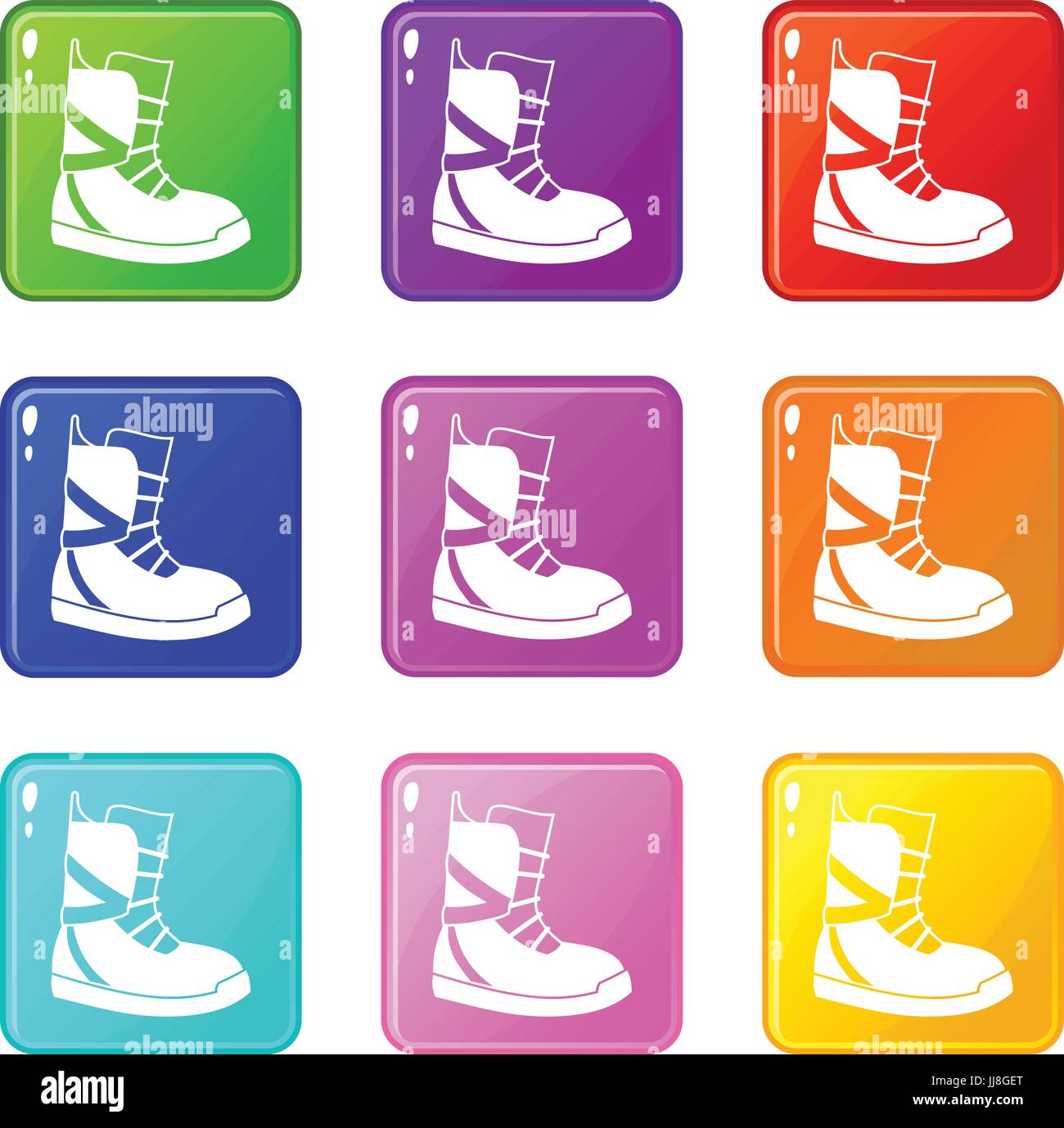Boot for snowboarding icons 9 set Stock Vector Image & Art - Alamy