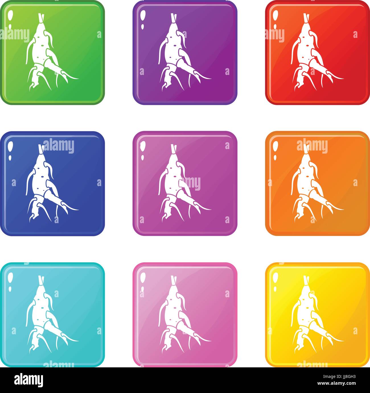 Ginseng panax root icons 9 set Stock Vector Image & Art - Alamy