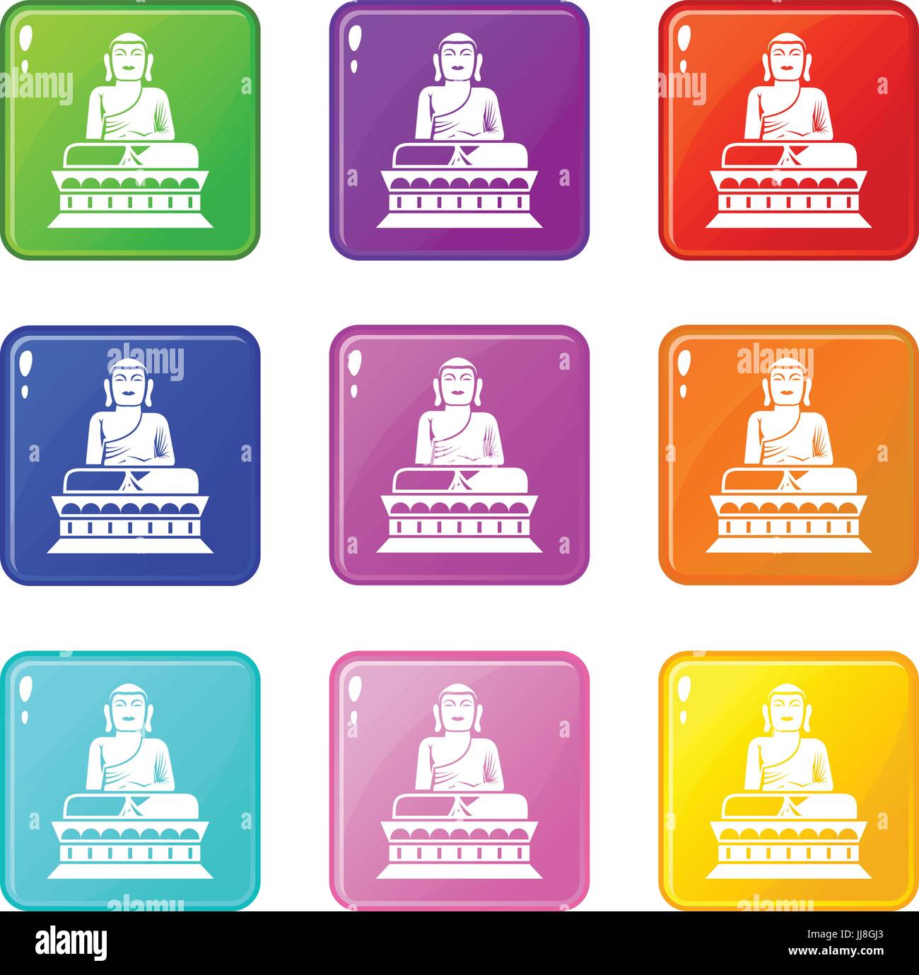Buddha statue icons 9 set Stock Vector Image & Art - Alamy