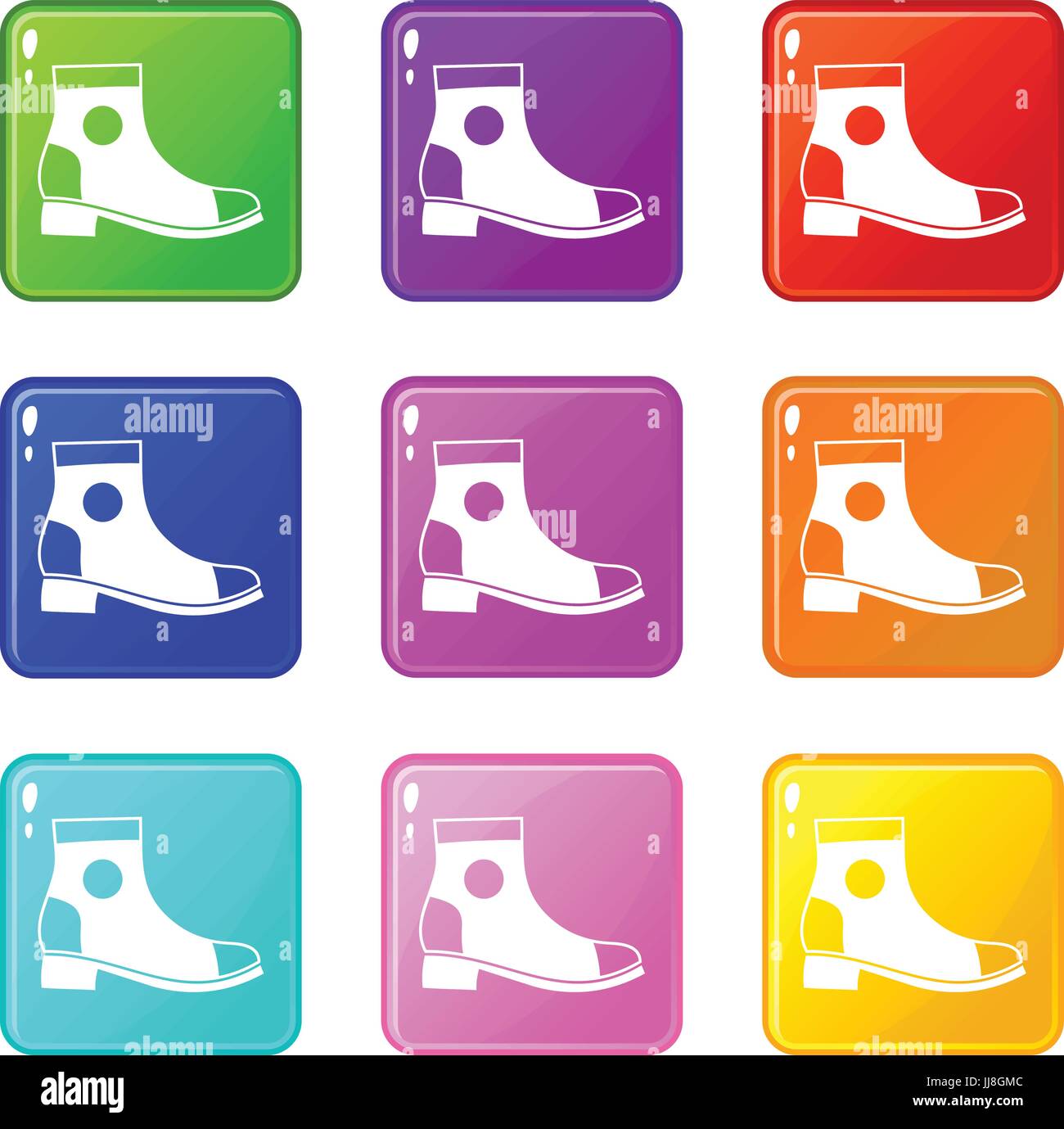 Men boot icons 9 set Stock Vector Image & Art - Alamy