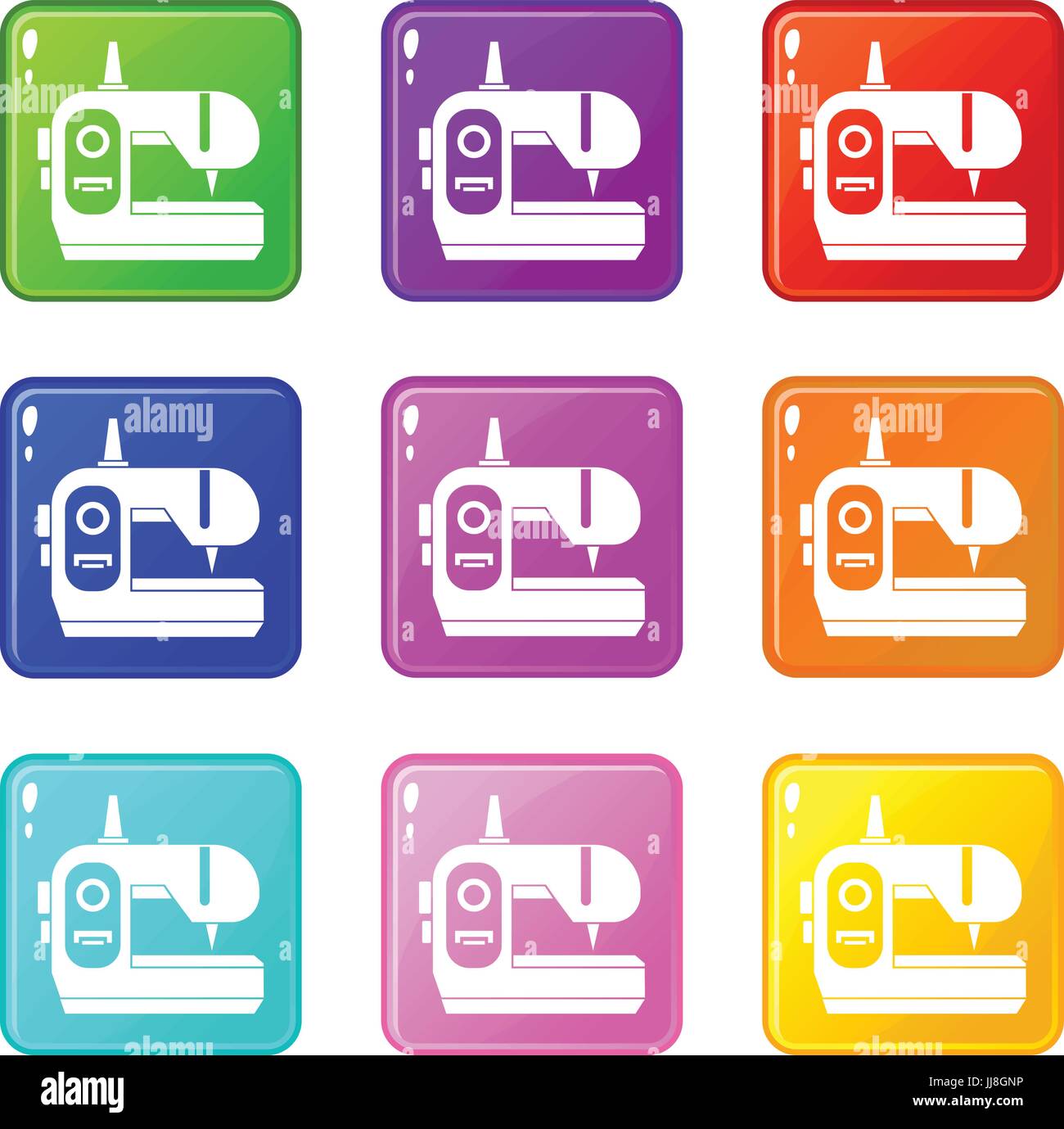 Sewing machine icons 9 set Stock Vector Image & Art - Alamy