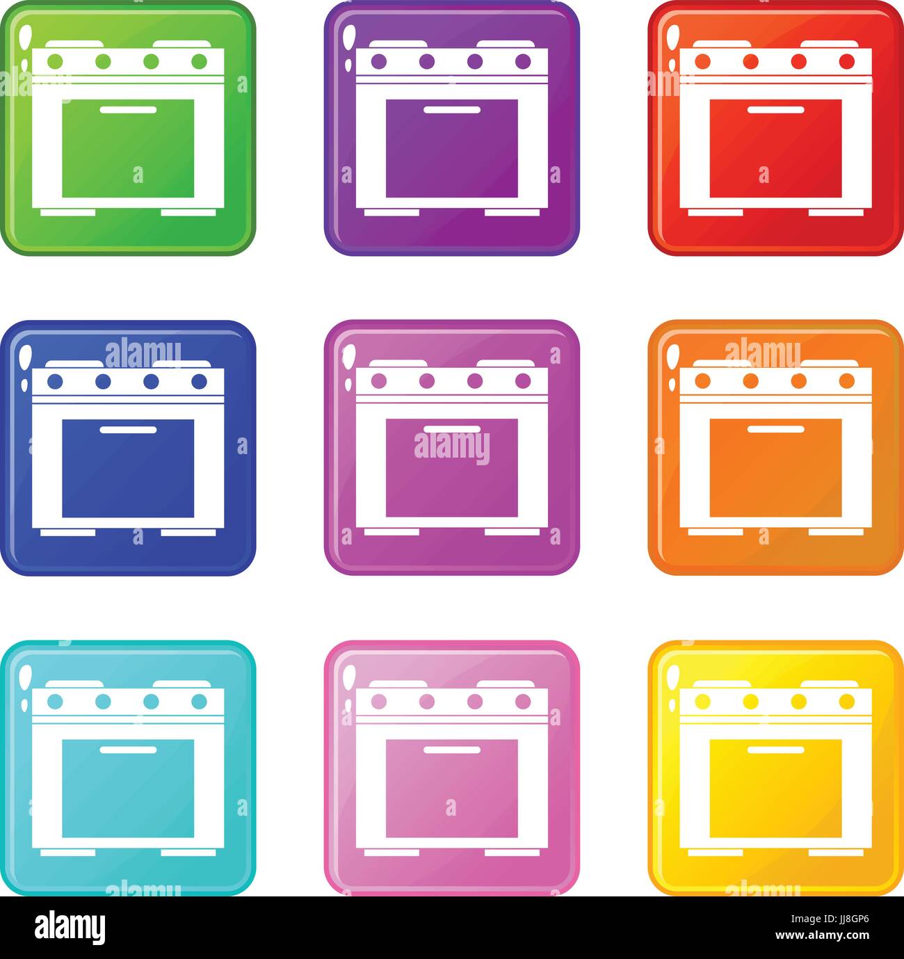 Gas stove icons 9 set Stock Vector Image & Art - Alamy