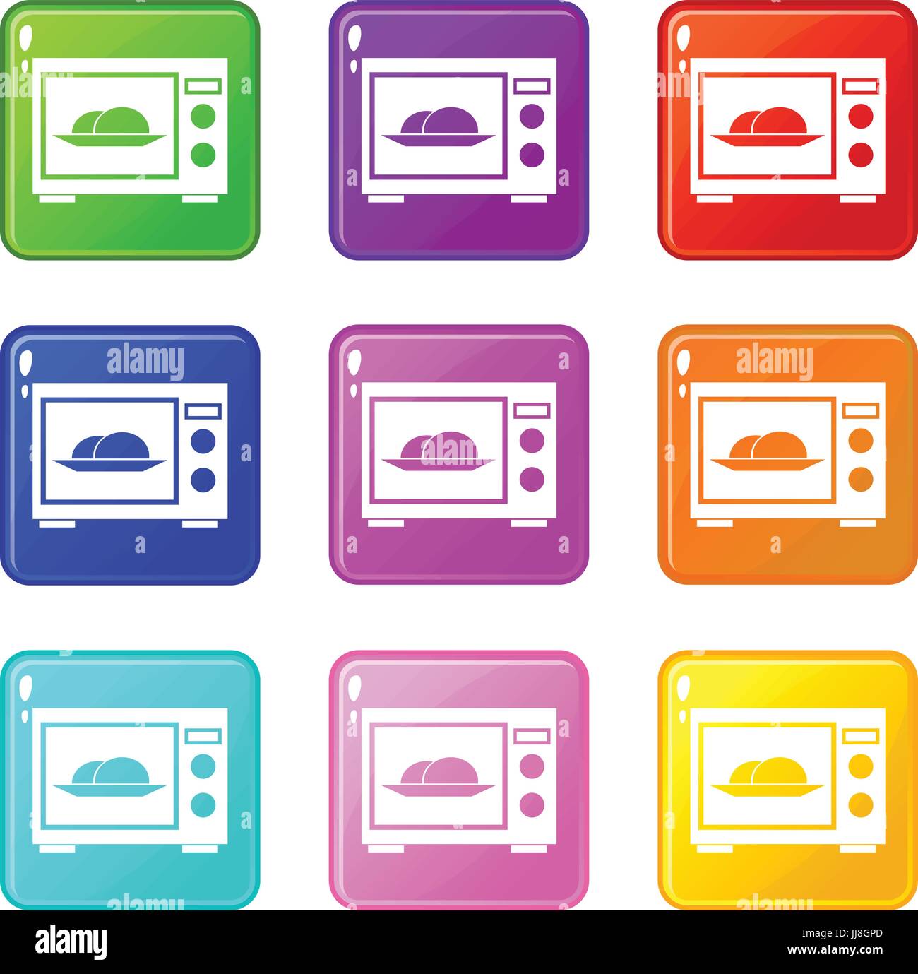 Microwave icons 9 set Stock Vector Image & Art - Alamy