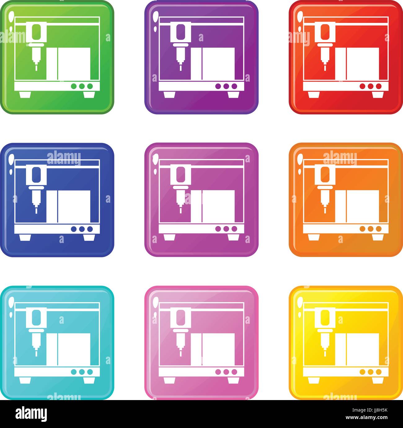3D printer icons 9 set Stock Vector Image & Art - Alamy