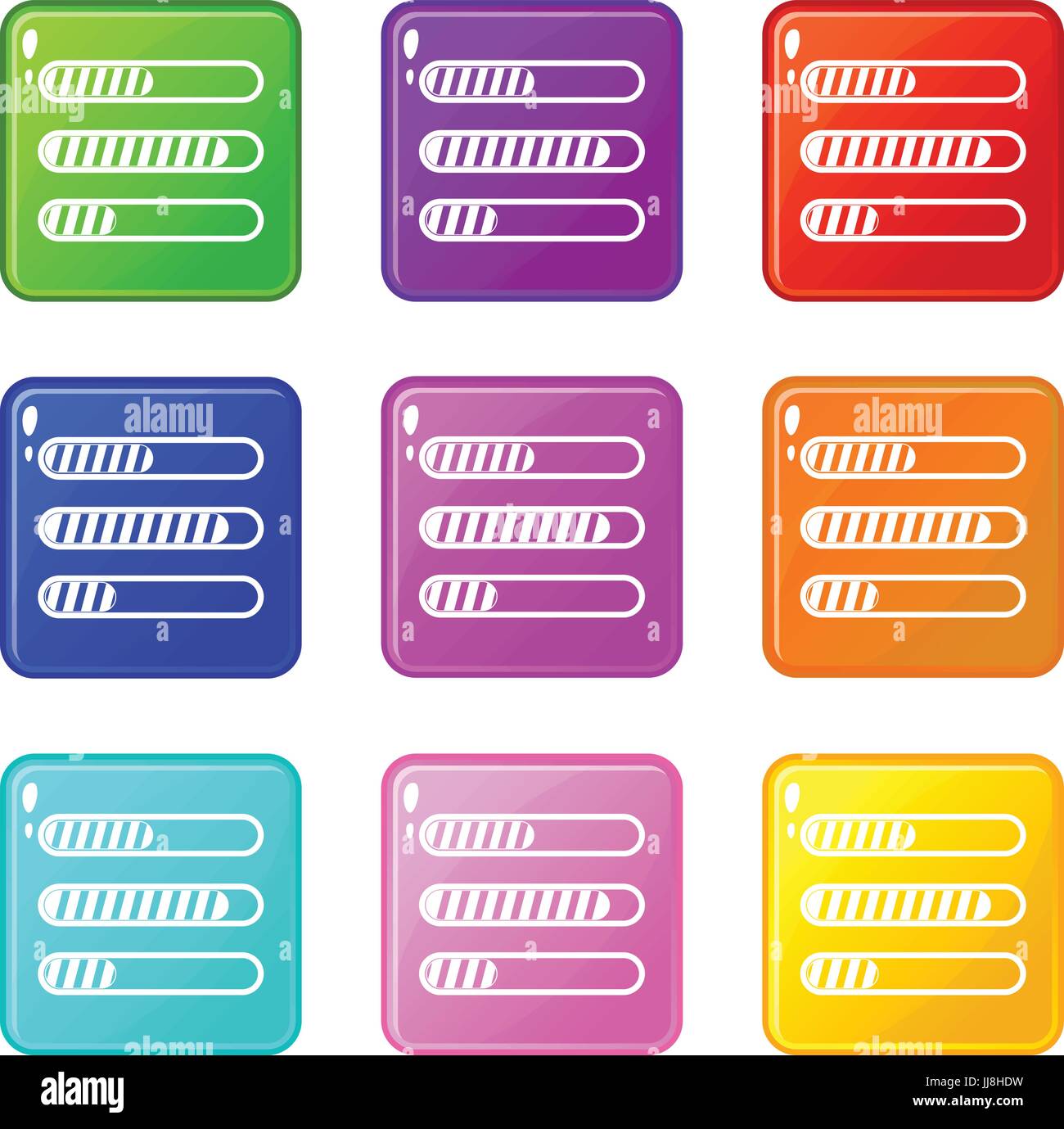 Sign horizontal columns load icons 9 set Stock Vector Image & Art - Alamy