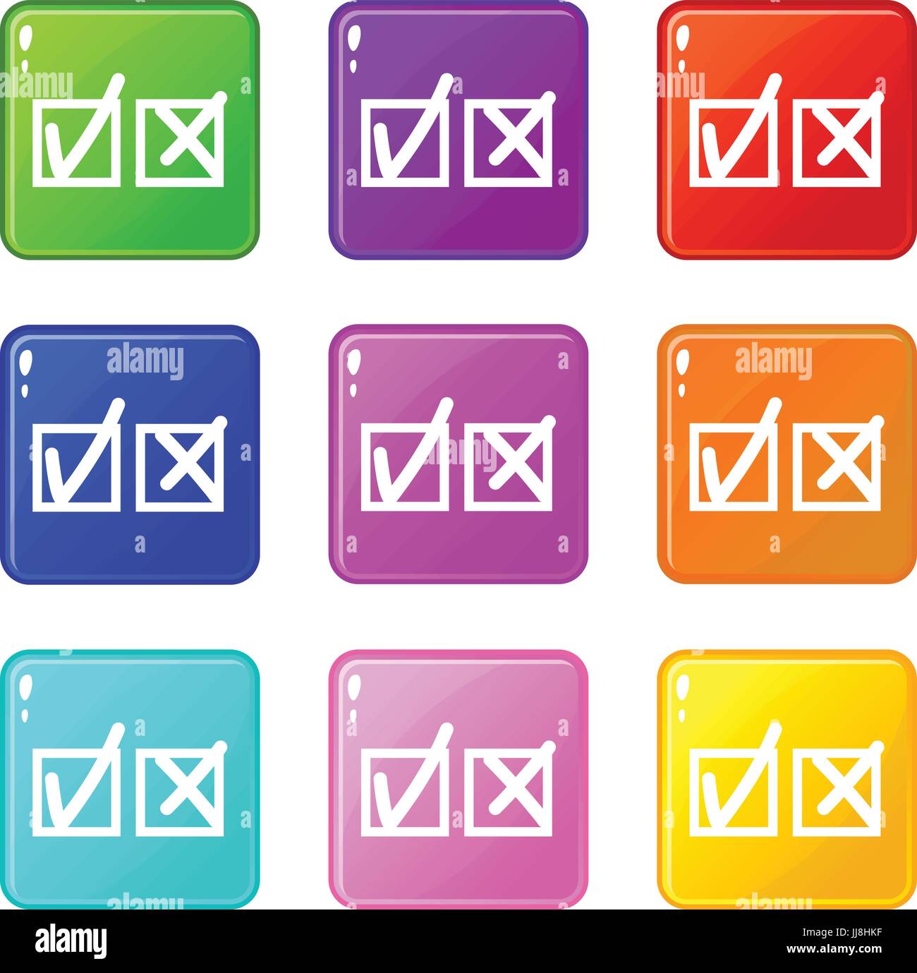 Checkmark to accept and refusal icons 9 set Stock Vector Image & Art ...