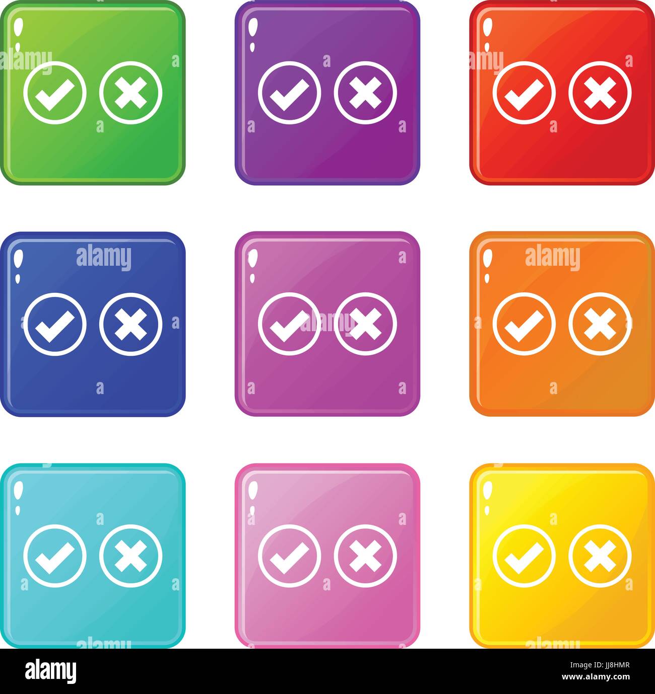 Tick and cross selection icons 9 set Stock Vector Image & Art - Alamy