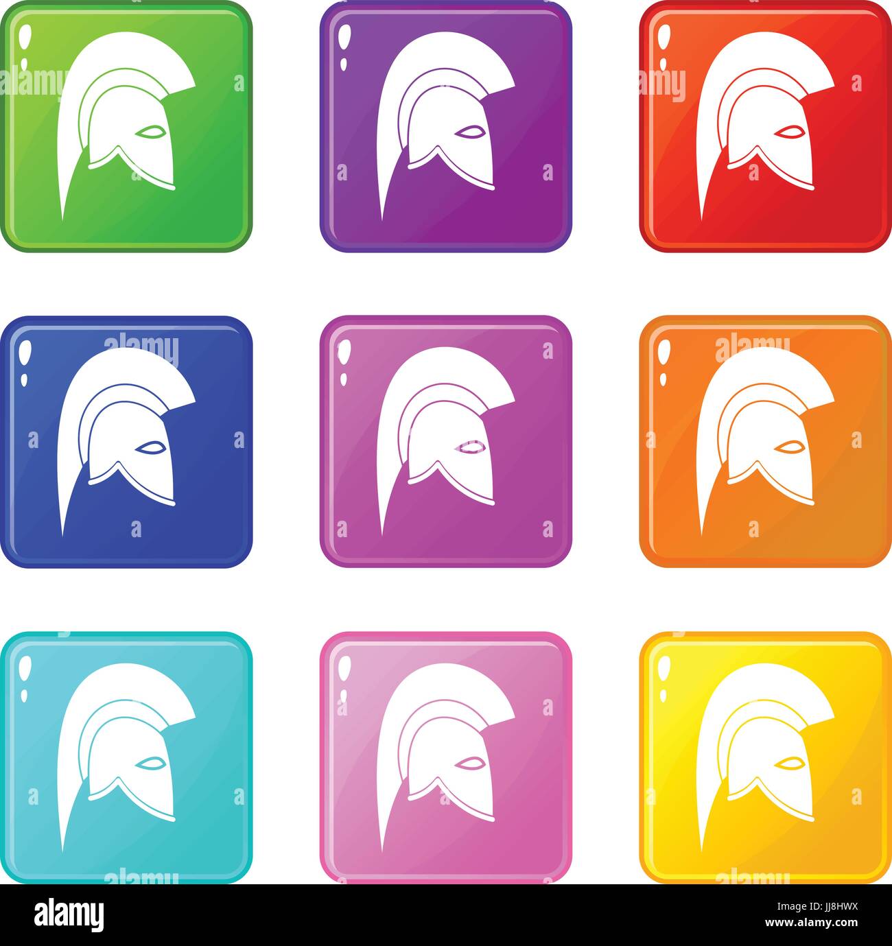 Roman helmet icons 9 set Stock Vector Image & Art - Alamy
