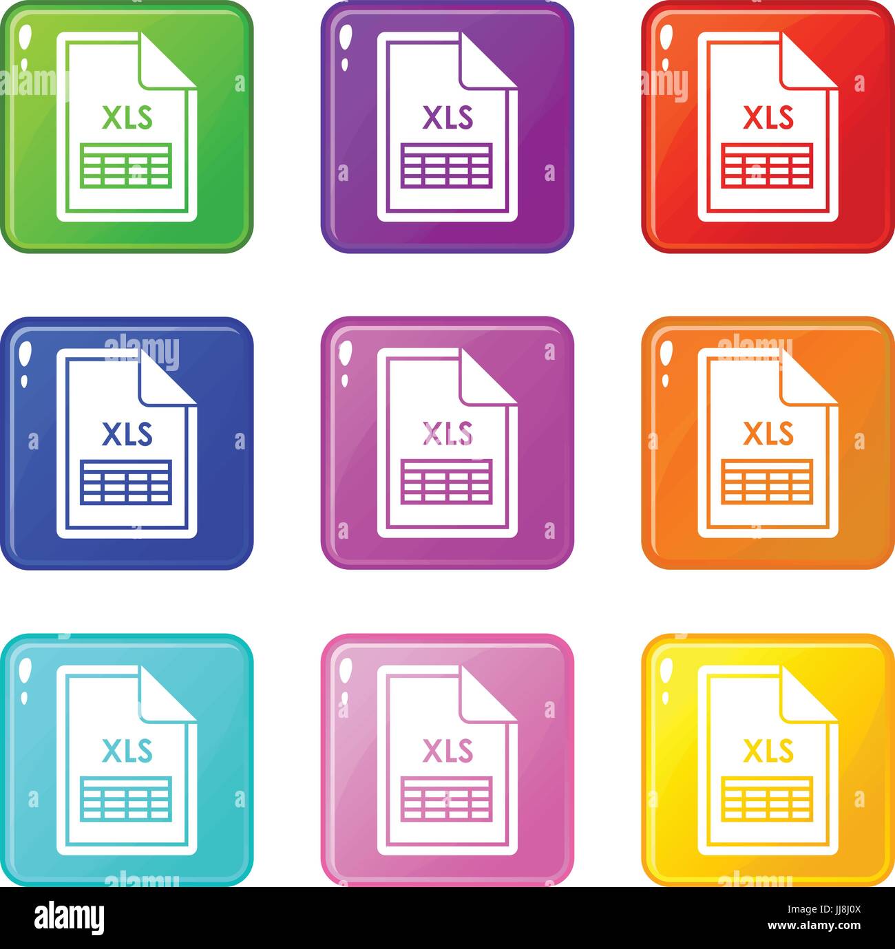 File XLS icons 9 set Stock Vector Image & Art - Alamy