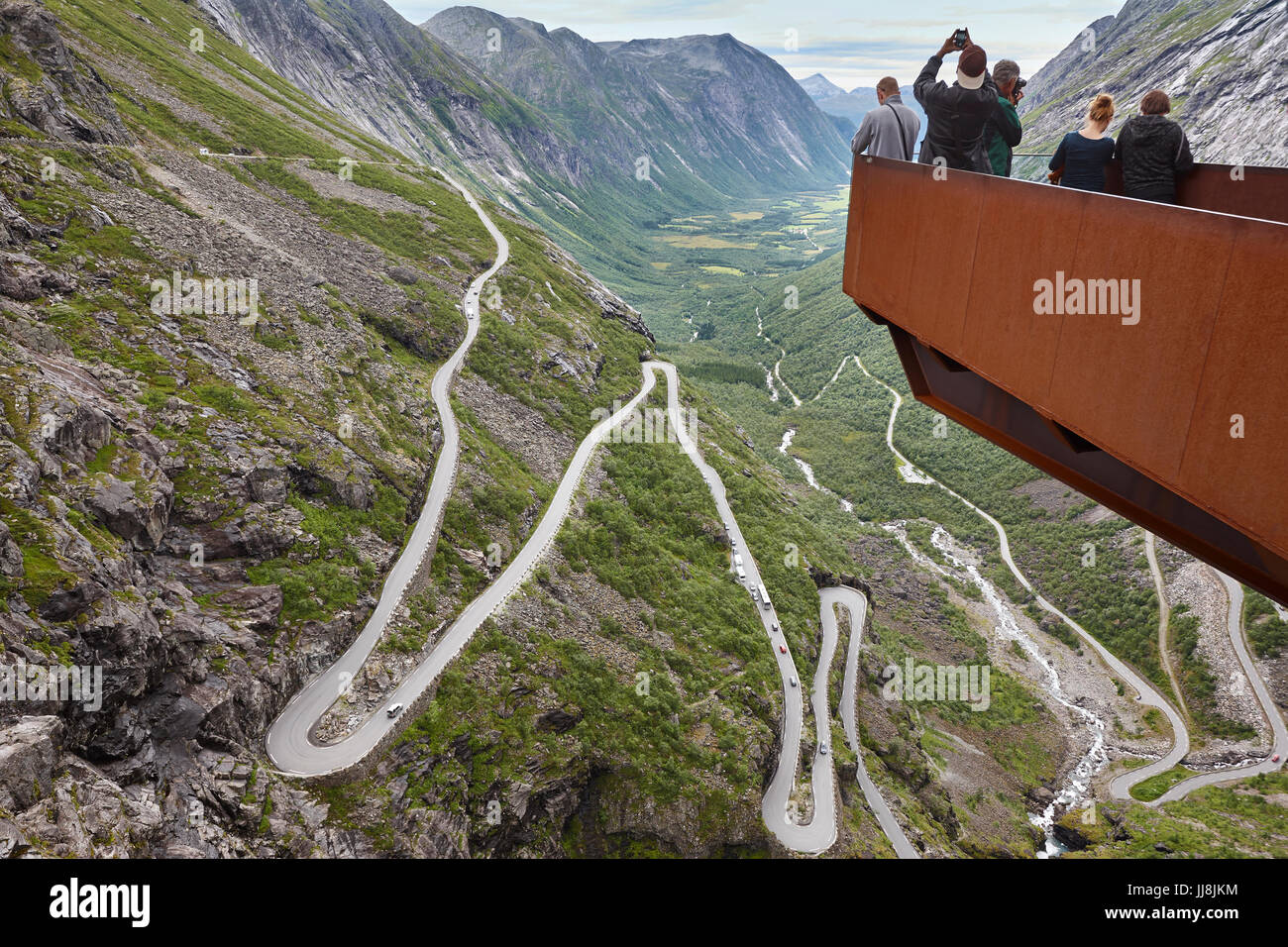Norwegian mountain road. Trollstigen. Norway tourist viewpoint ...