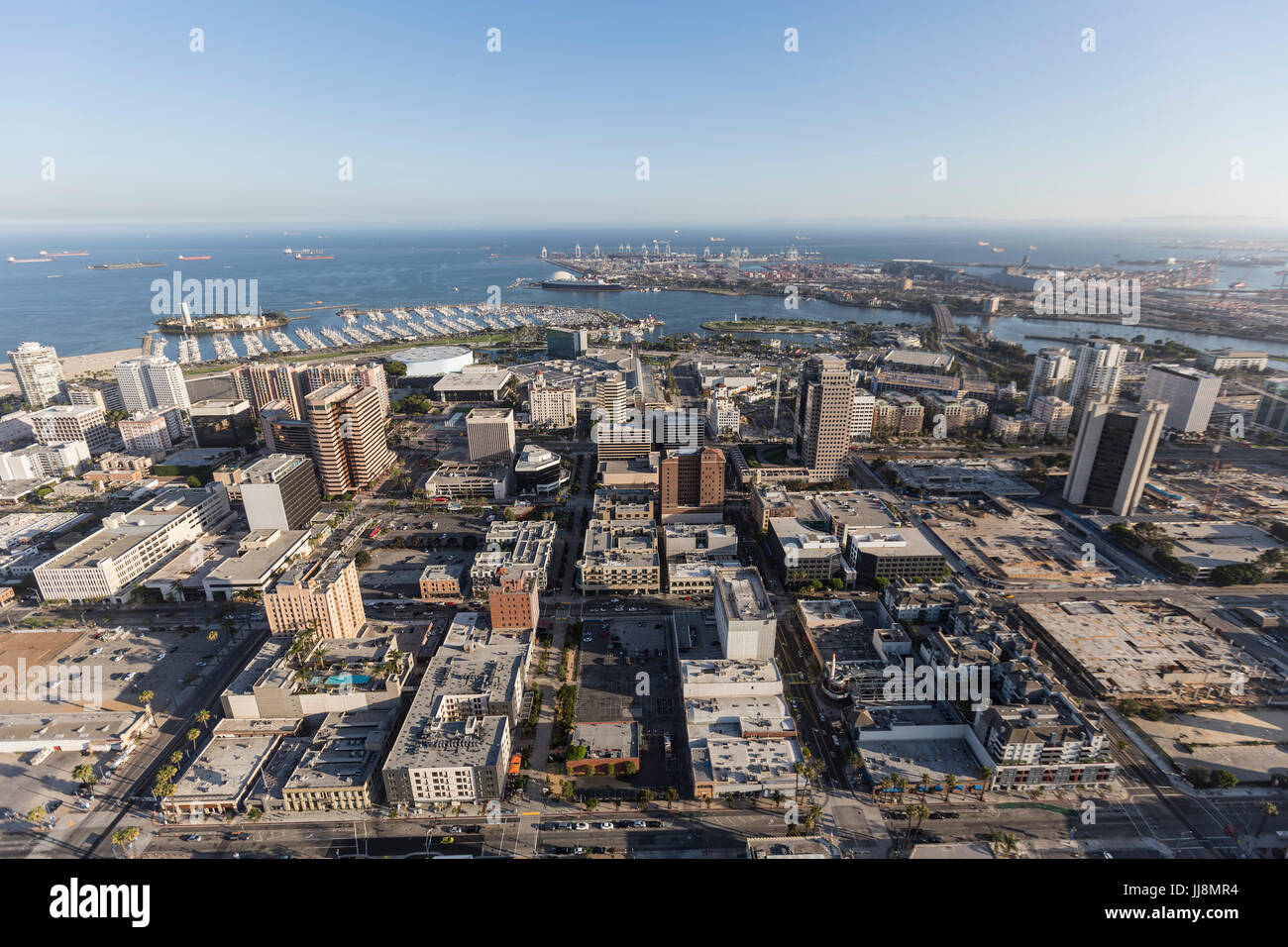Aerial view of downtown Long beach in Los Angeles County, California ...
