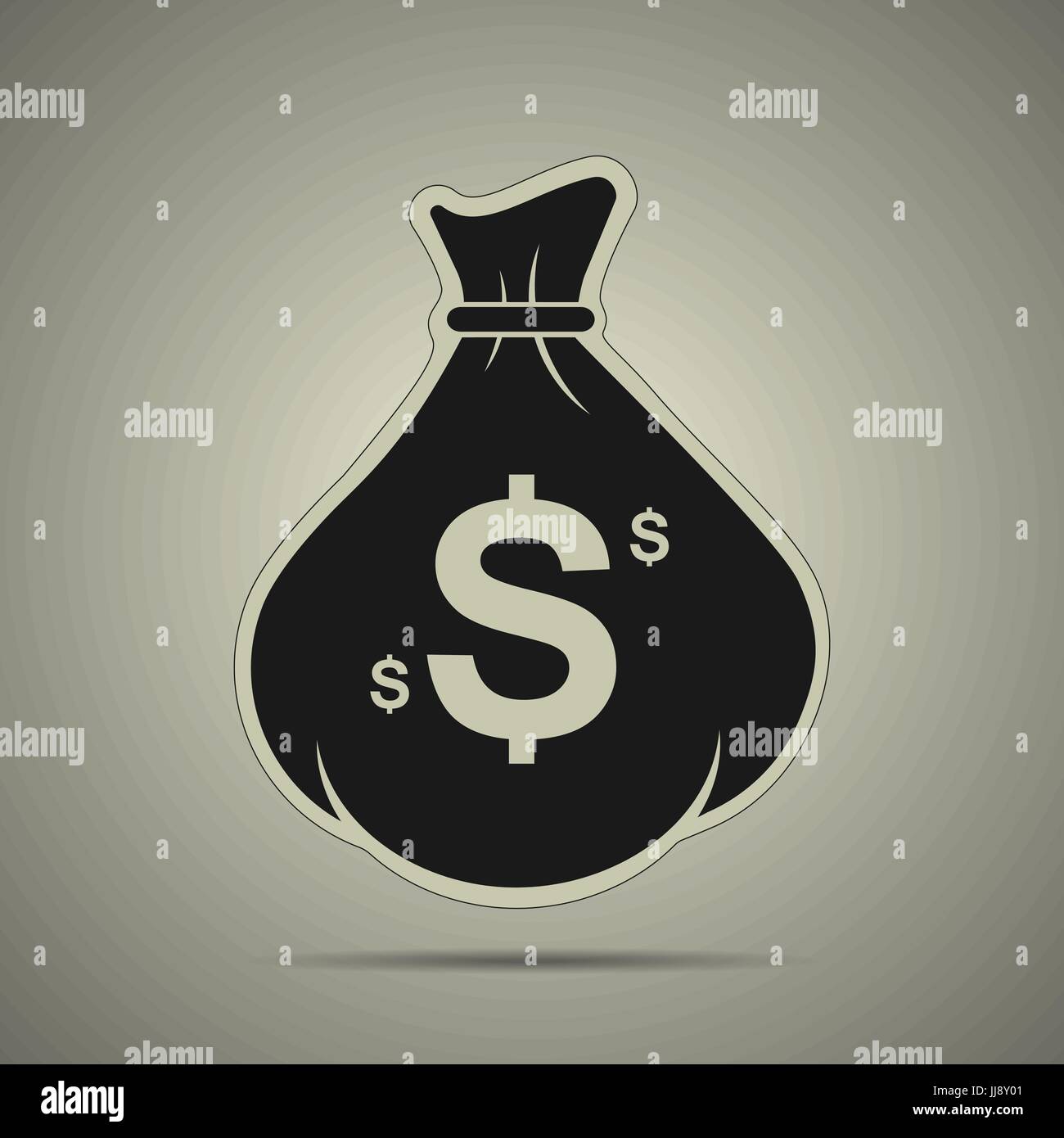 Money bag icon in flat style, black and white colors Stock Vector Image ...