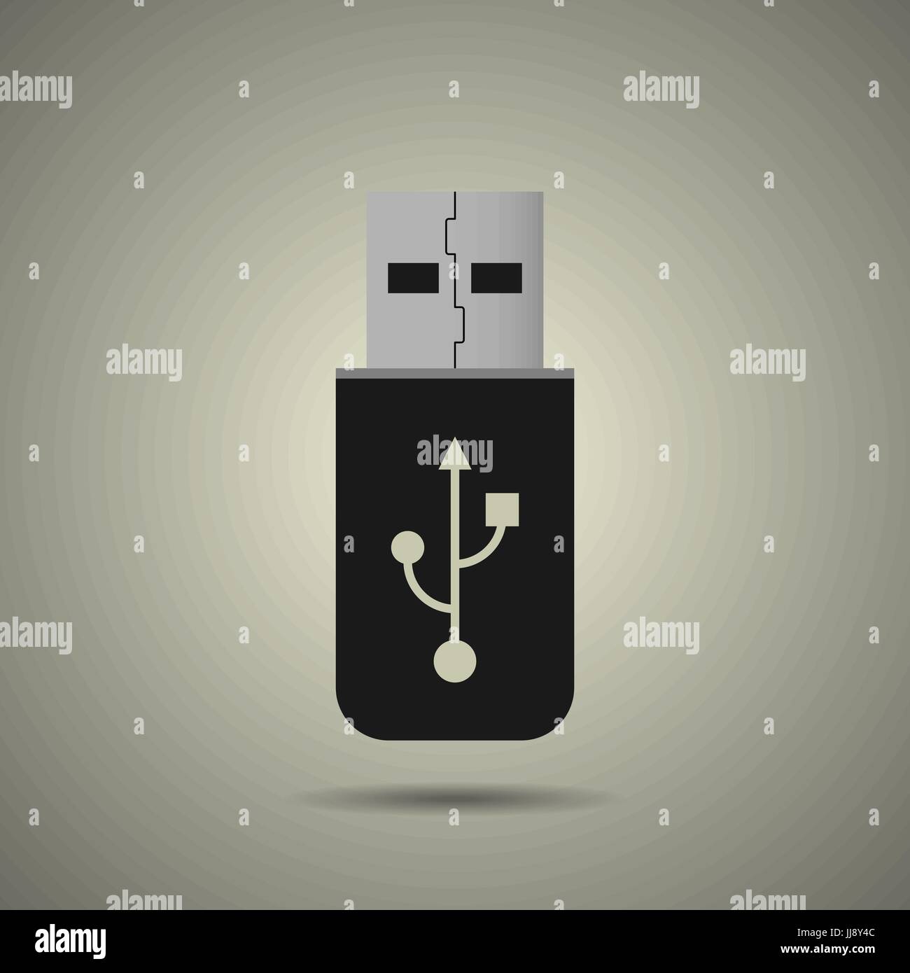 usb flash drive icon in flat style, black and white colors Stock Vector ...