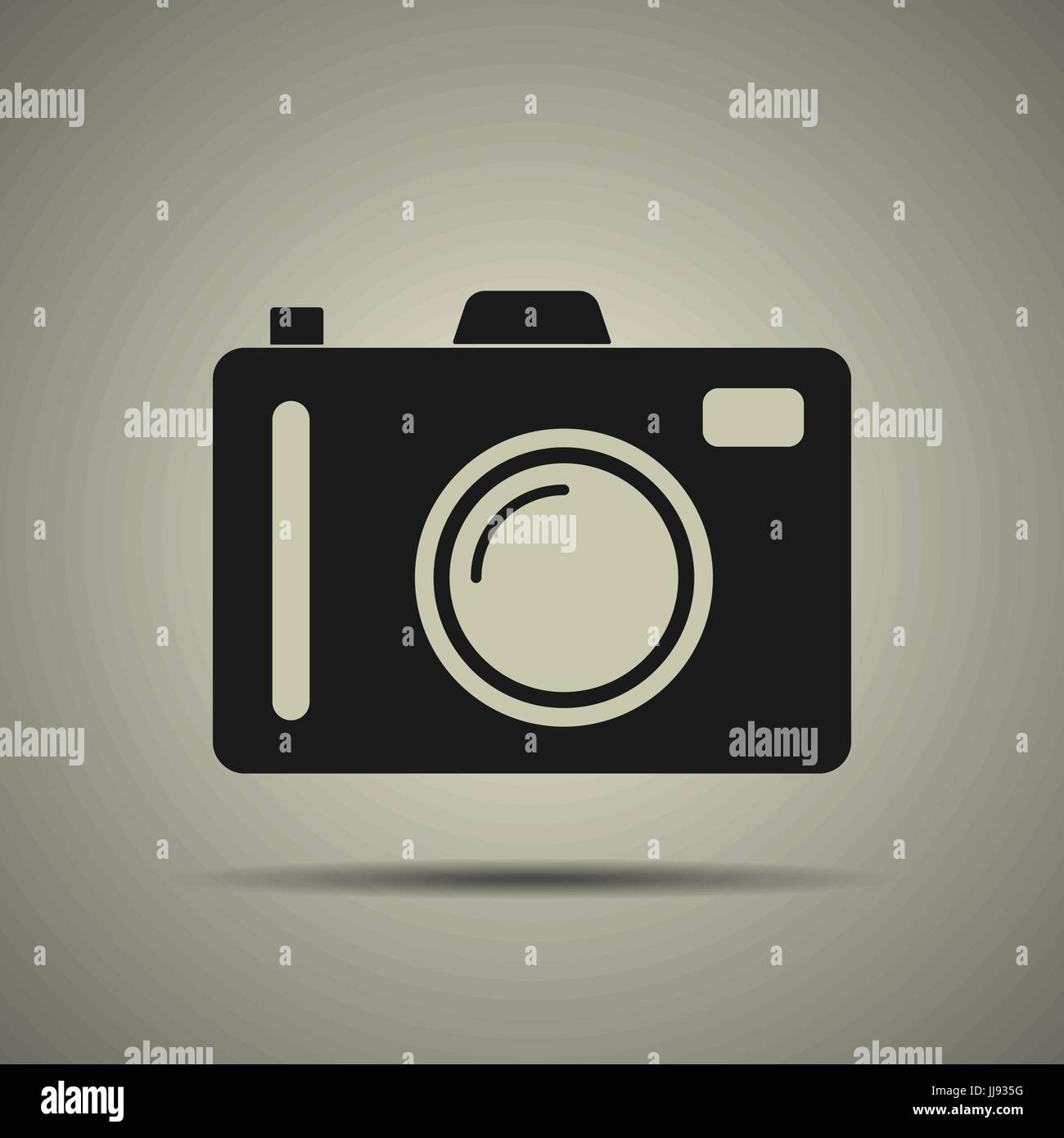 Camera icon in flat style, black and white colors, isolated Stock ...