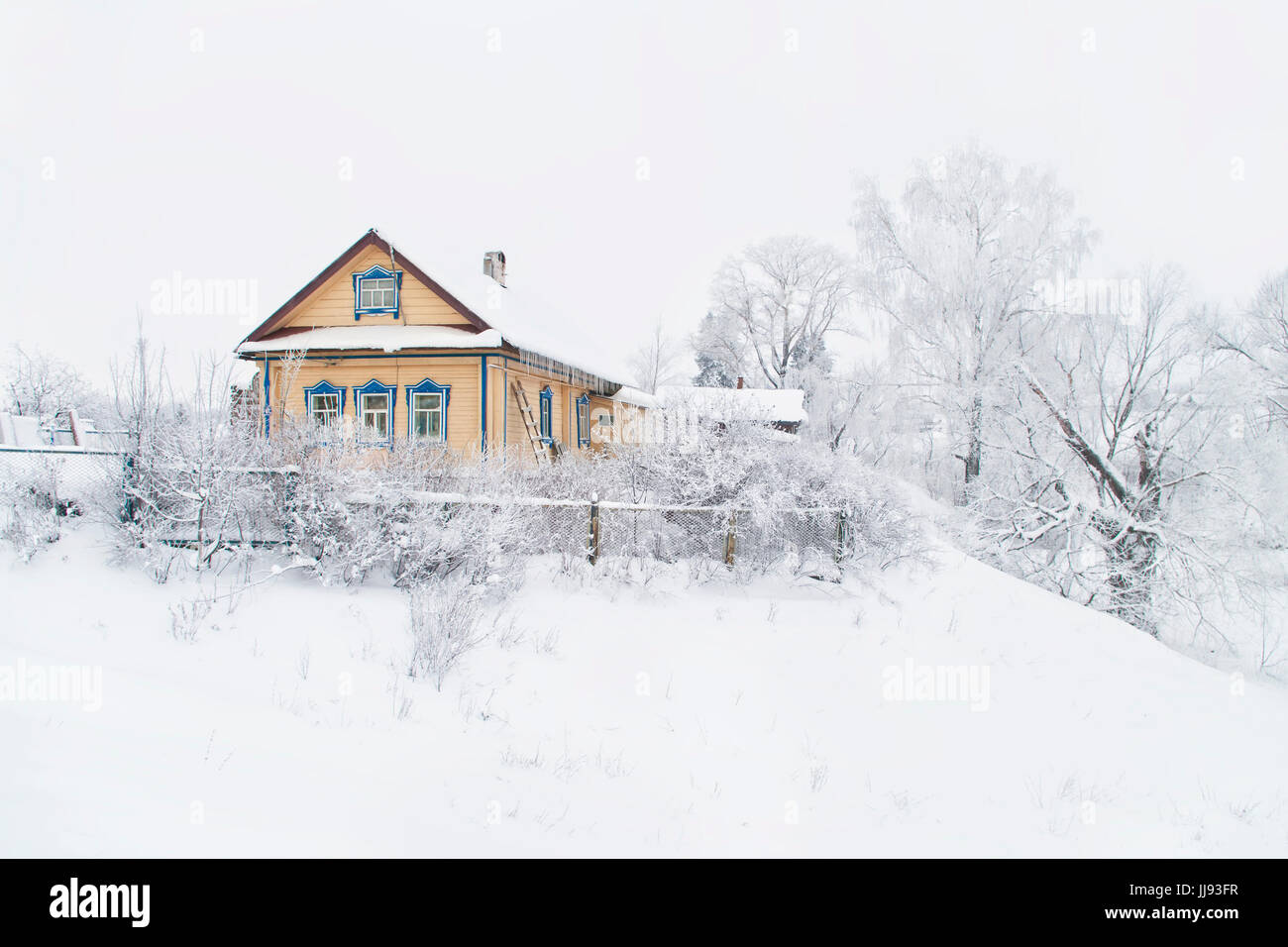 traditional Tatar house in winter village, Russia Stock Photo - Alamy