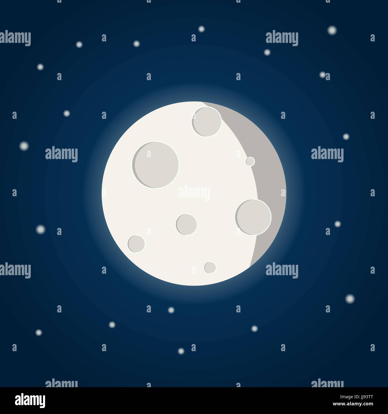 Moon with stars on the night sky with stars in flat style Stock Vector ...