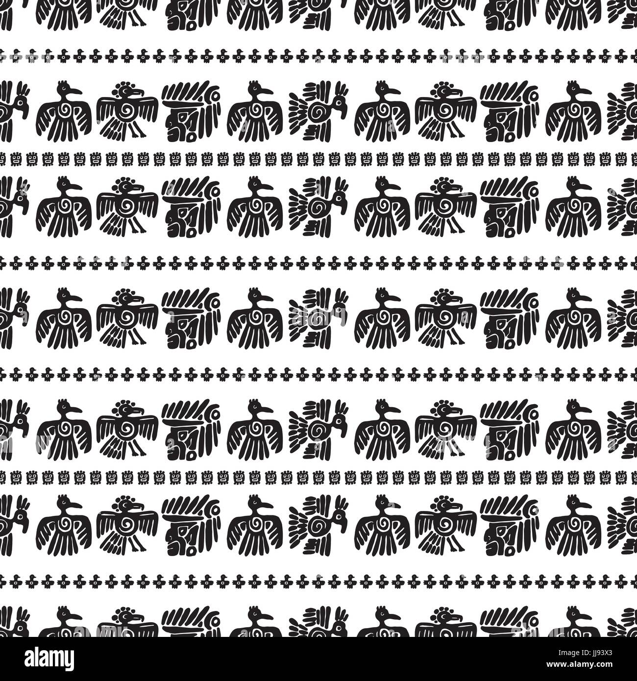 Seamless maya pattern. Black and white ethnic elements Stock Vector ...