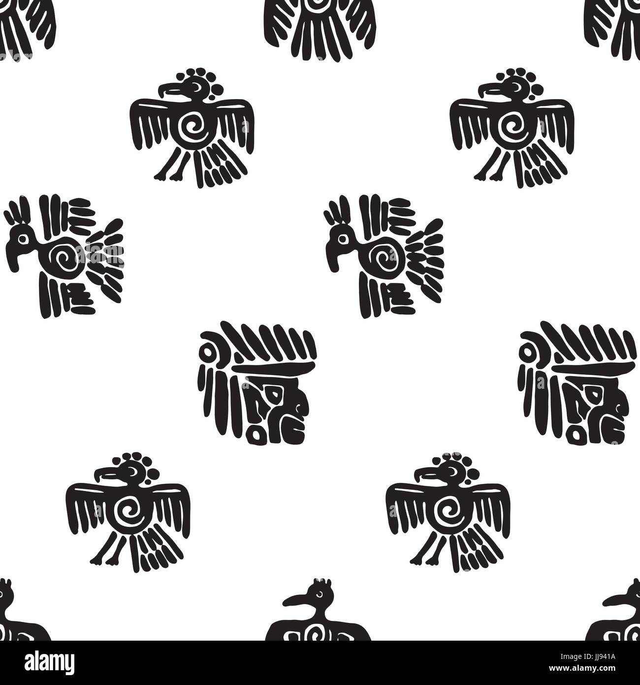 Seamless maya pattern. Black and white ethnic elements Stock Vector ...