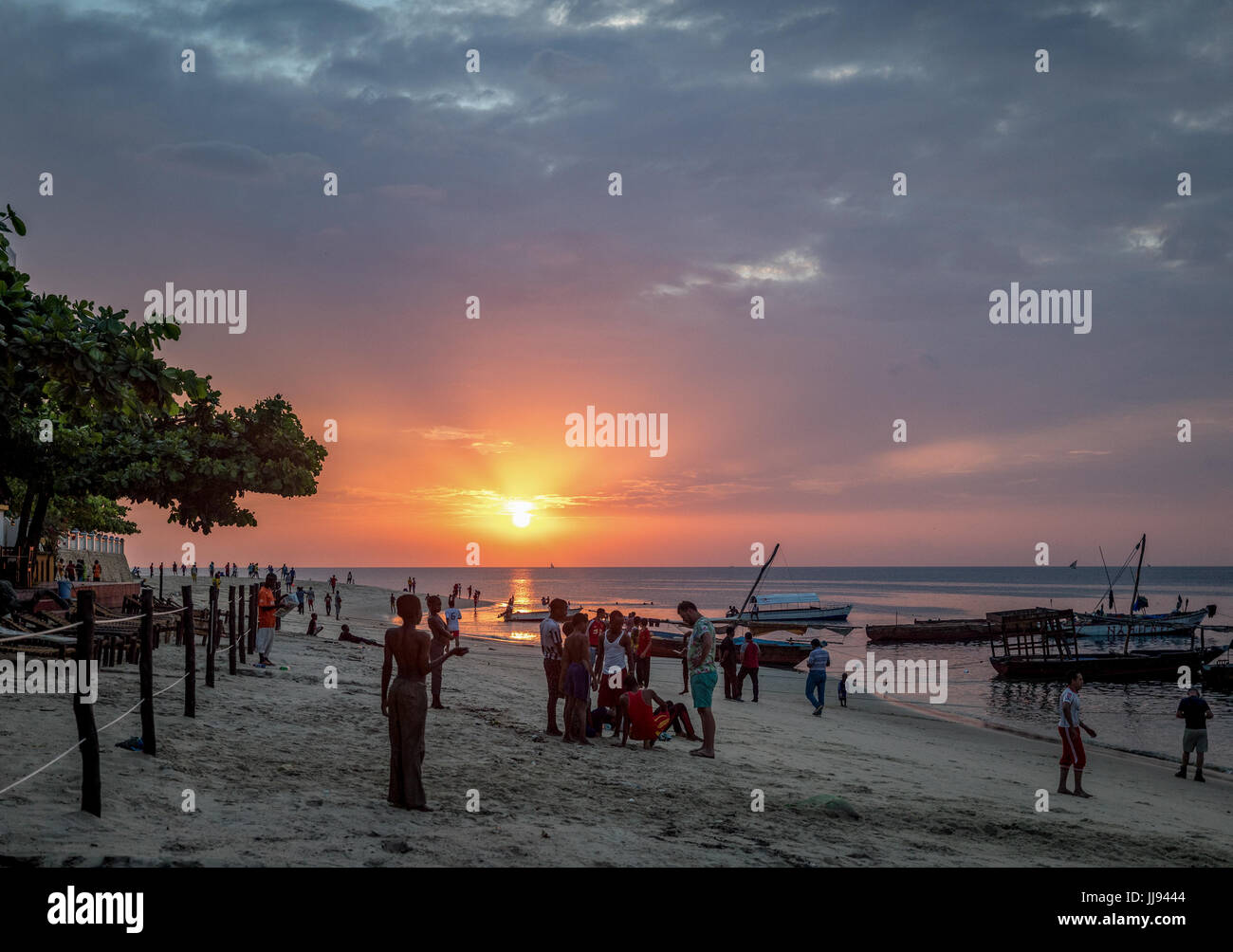 Sunset on the Beach, Zanzibar Stock Photo - Alamy
