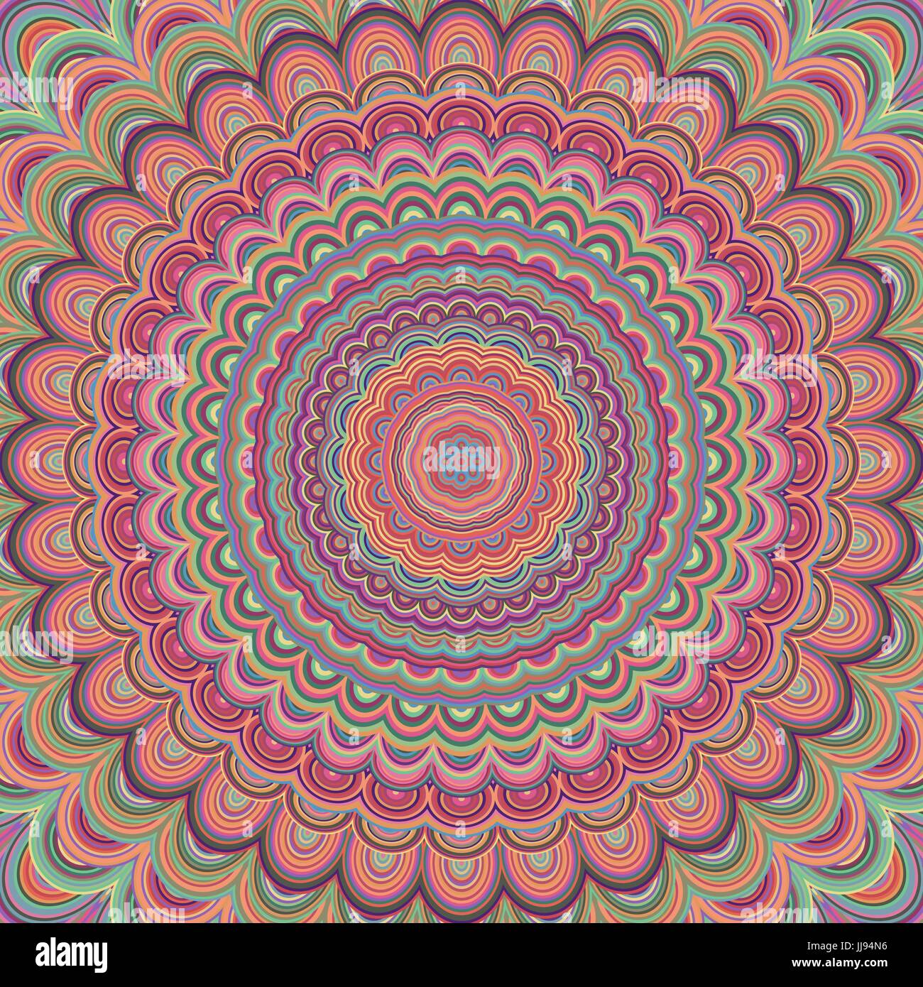 Psychedelic mandala ornament background - circular vector pattern ...