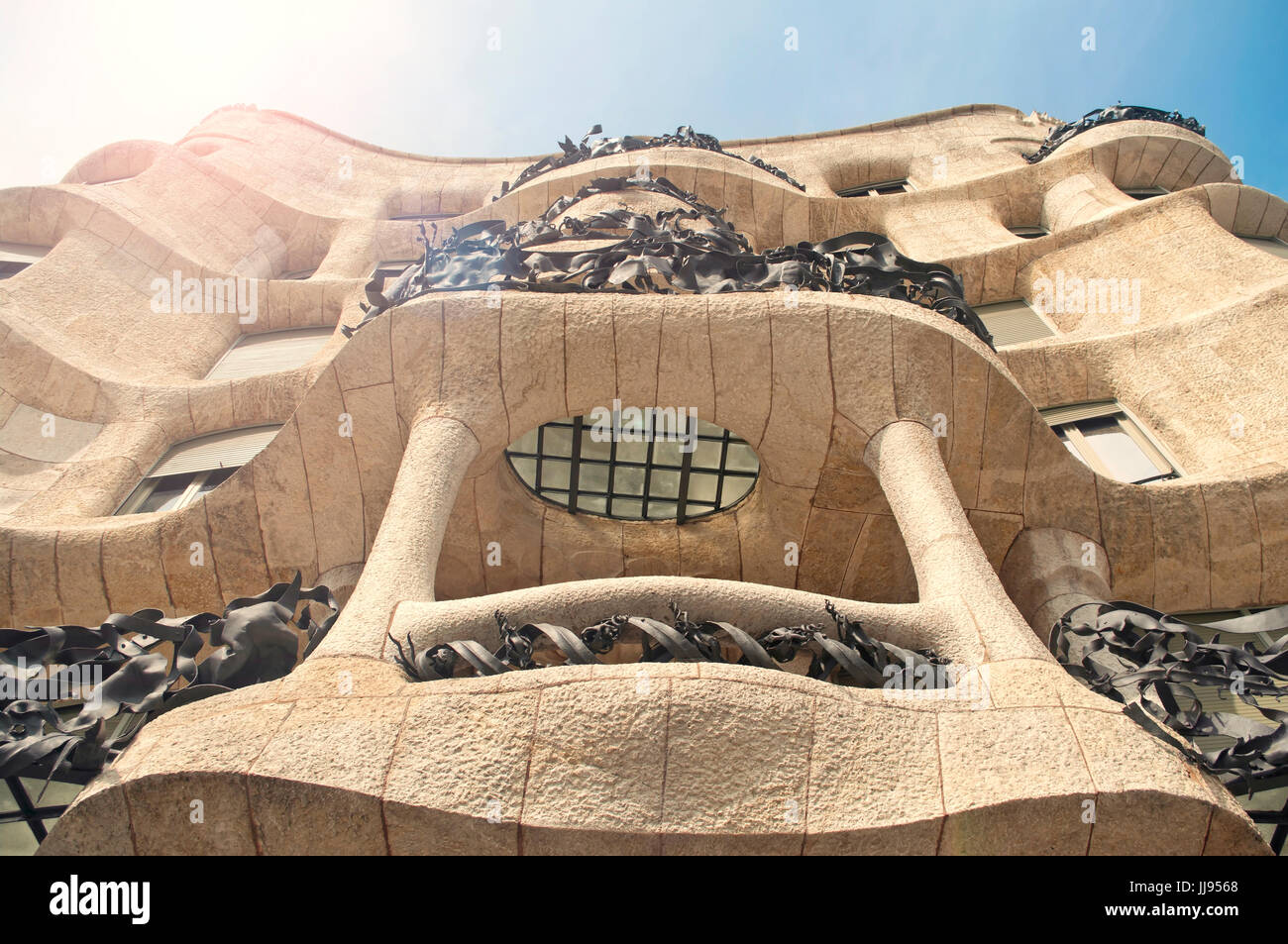 famous Pedrera building by Antonio Gaudi with beautiful forged elements ...