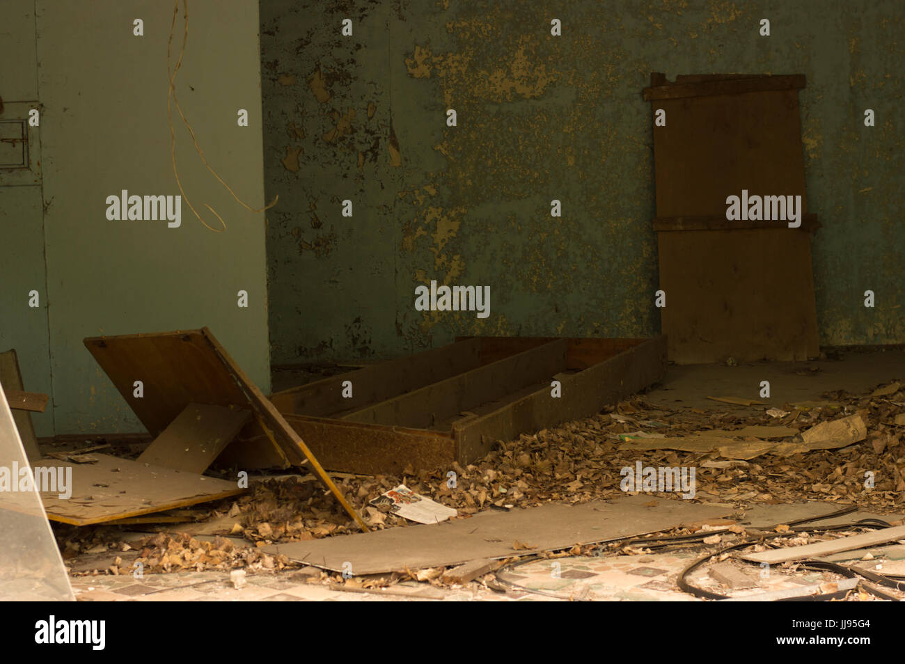 Abandoned school library in ghost town of Pripyat in Chernobyl ...