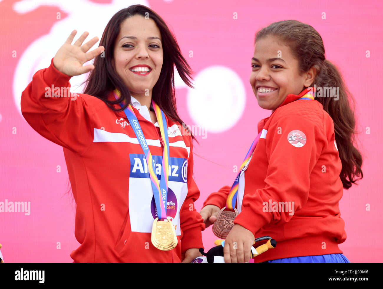 Tunisia's Abdelli Rima and Raja Jebali with their gold and bronze ...