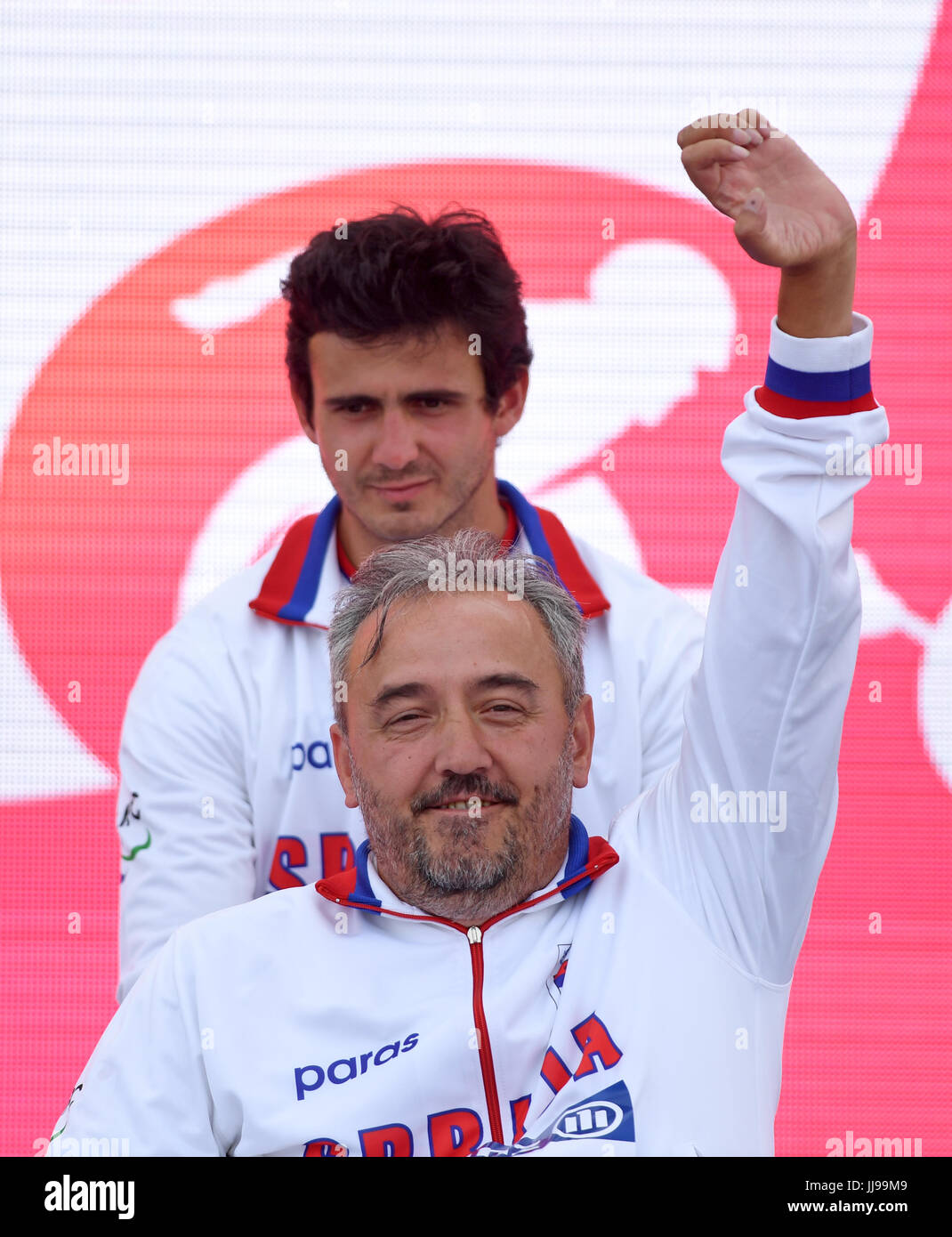 Serbia's Zeljko Dmitirijevic who received the gold medal in the Men's ...