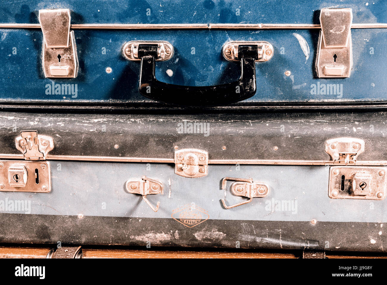 beautiful old blue and brown suitcases - retro style Stock Photo - Alamy