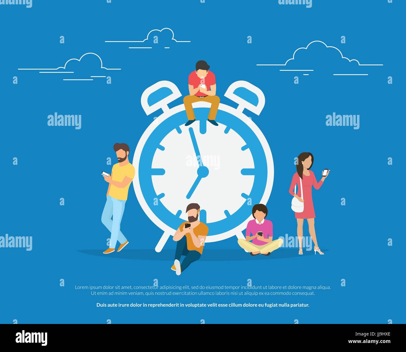 Alarm clock and people concept vector illustration Stock Vector Image ...