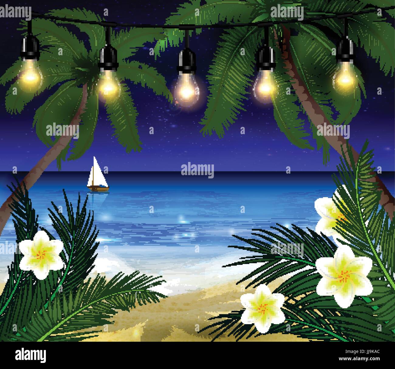 Patio with palm trees Stock Vector Images - Alamy