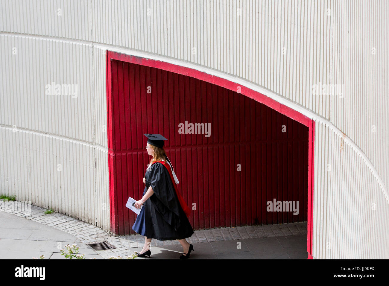 Graduands in Cardiff City Centre during Cardiff University graduation ...
