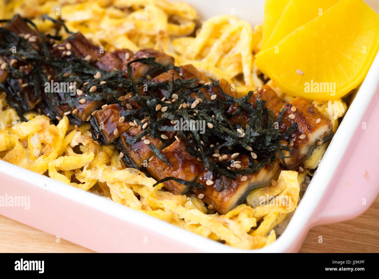 The View of Delicious Japanese Food Grilled Eel Over Rice on the Table ...
