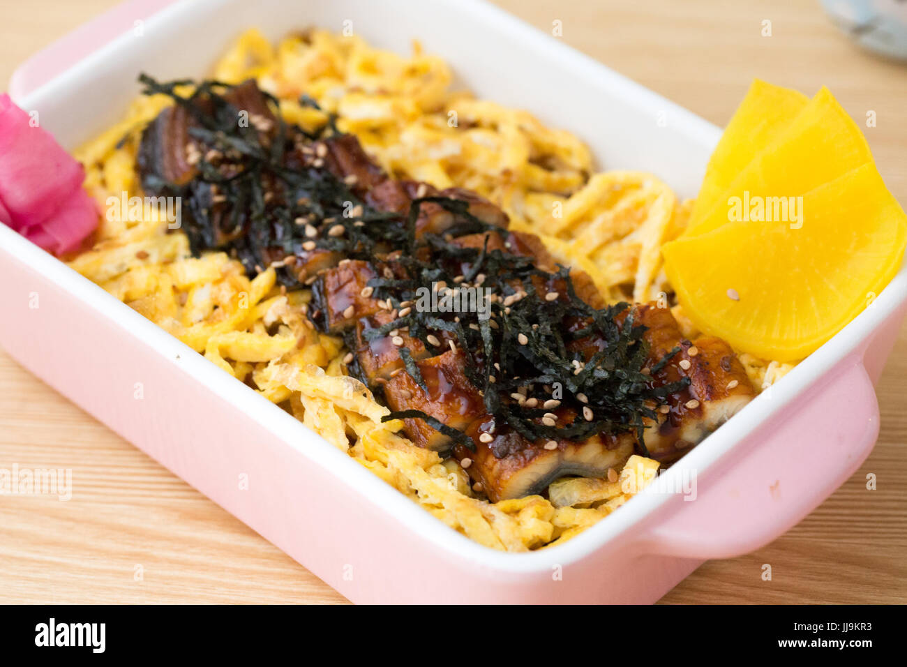 The View of Delicious Japanese Food Grilled Eel Over Rice on the Table ...