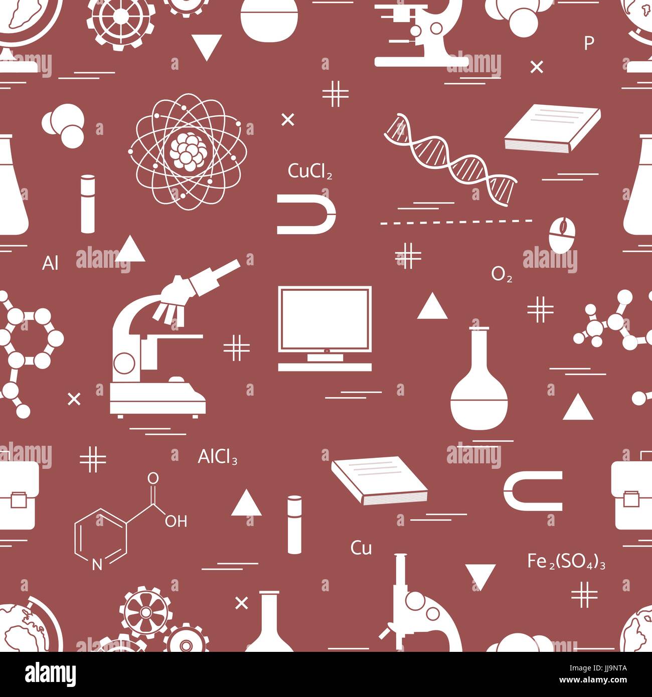 Seamless pattern with variety scientific, education elements: globe ...