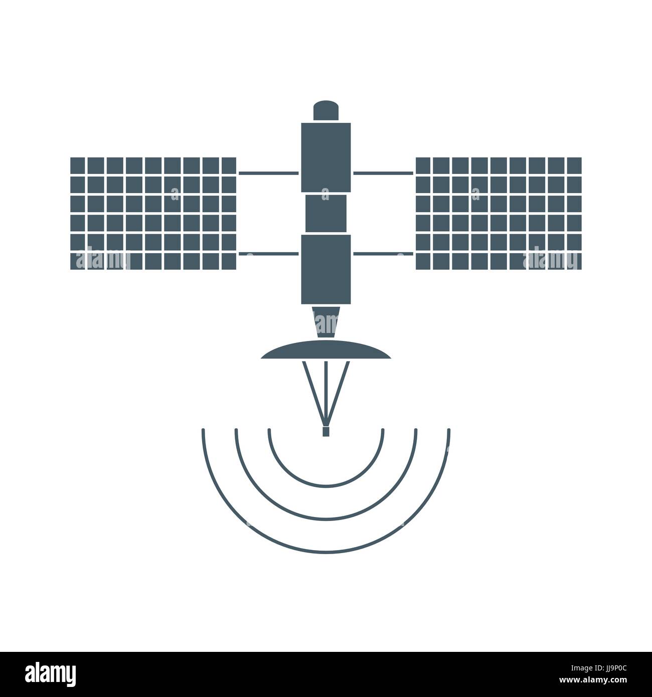 Stylized vector icon of space satellite. Design for banner, poster or ...