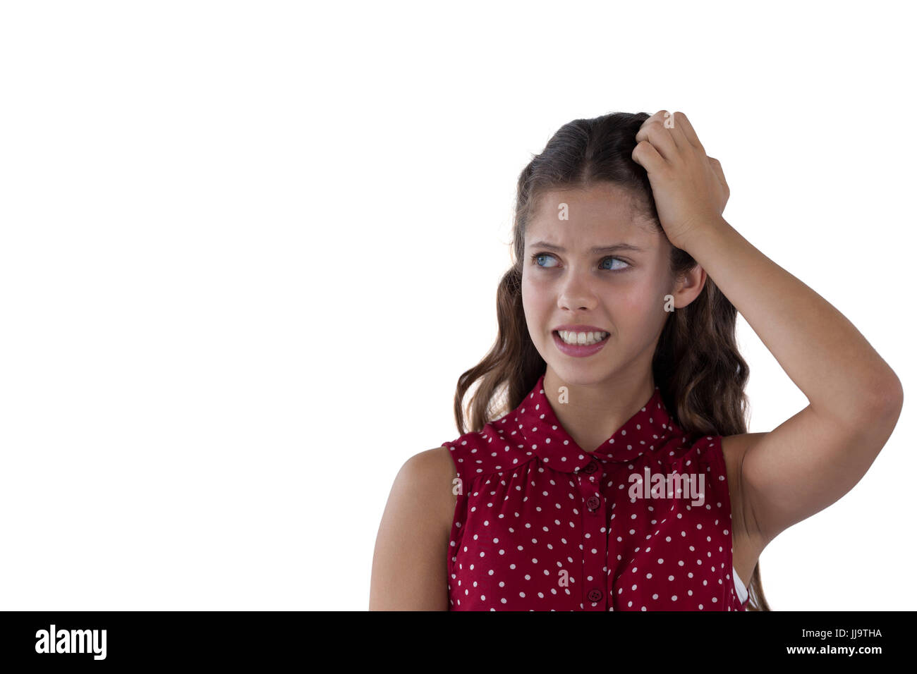 Teenage girl confused pointing hi-res stock photography and images - Alamy