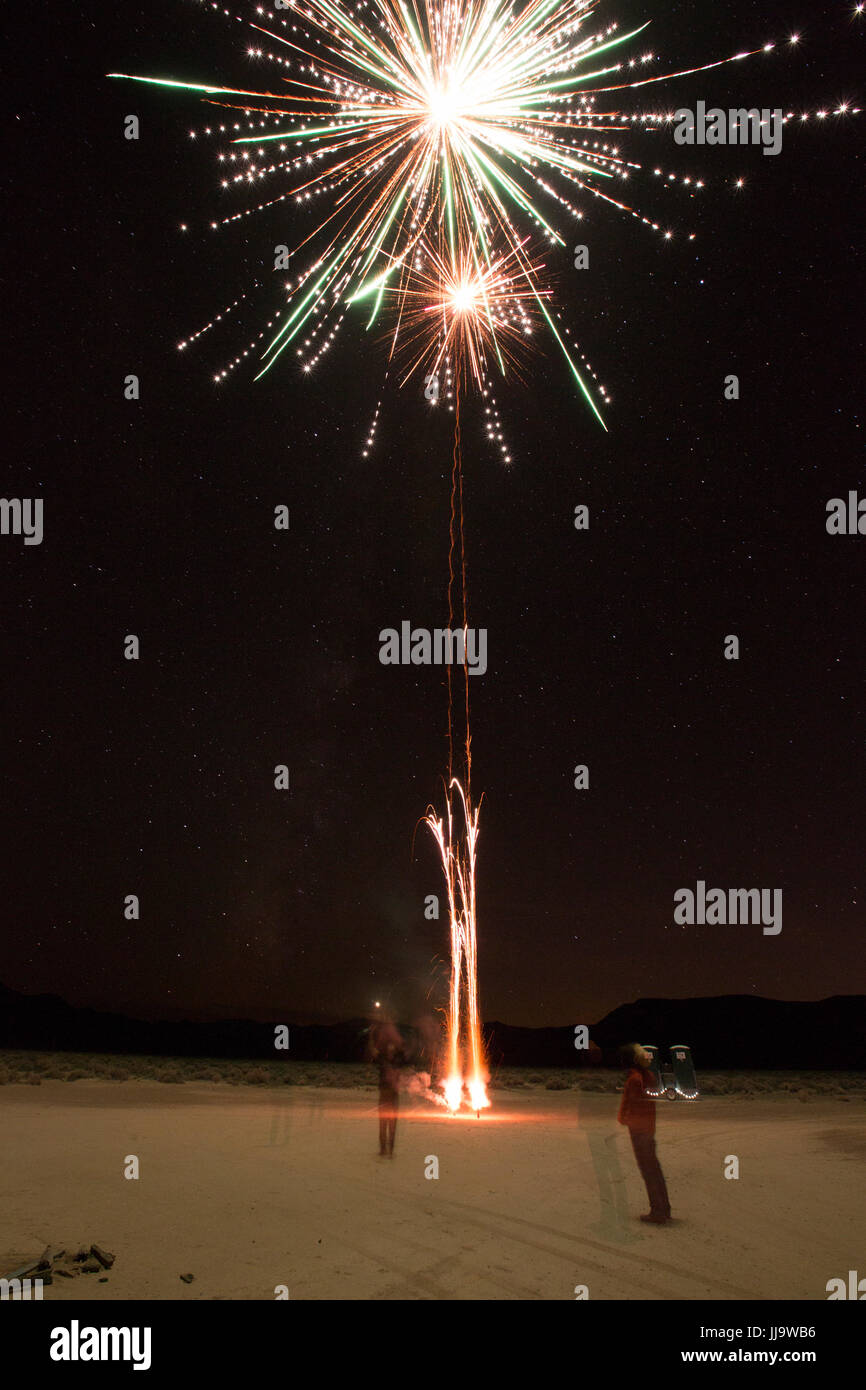Two fireworks explosions over the Nevada desert Stock Photo - Alamy
